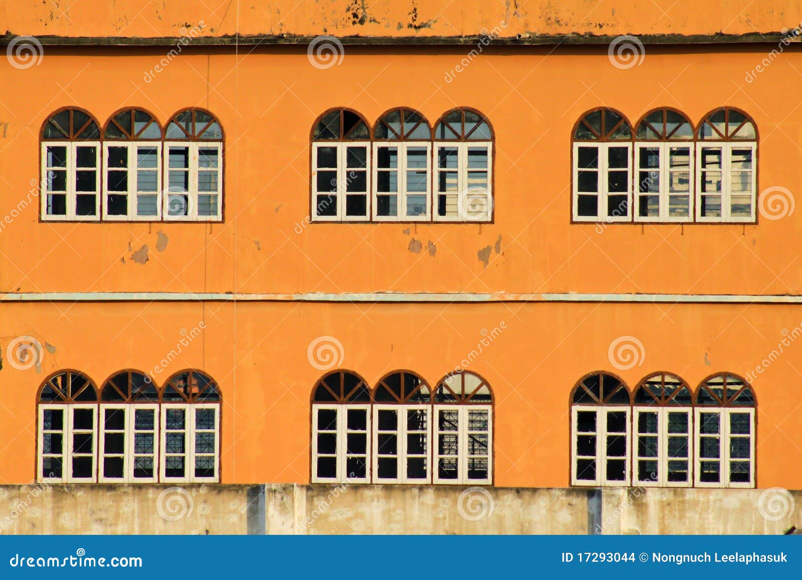 Old Windows on the Orange House Stock Photo - Image of background, asia ...