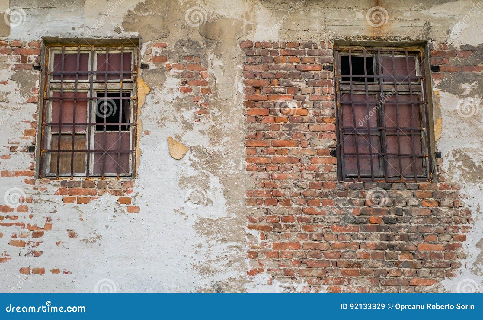 Old Windows with an Rusty Grating Stock Image - Image of background ...
