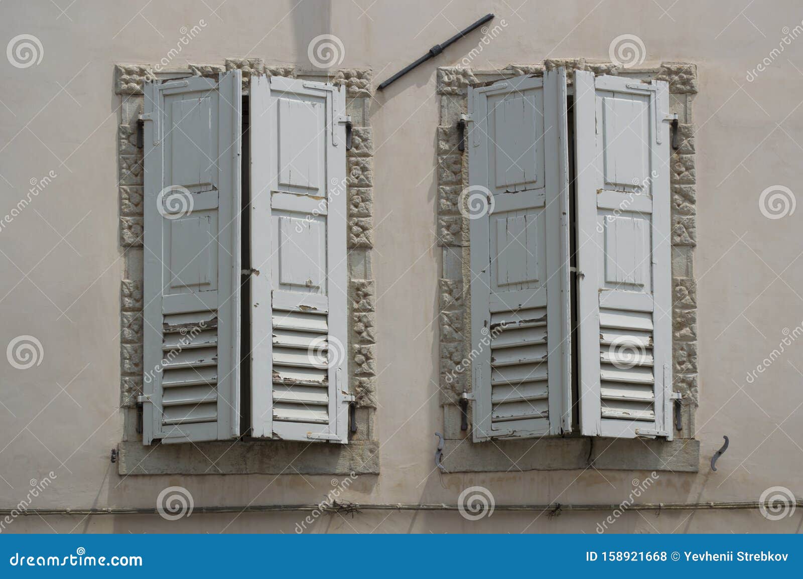 Old Windows with Shutters in Italian Style Stock Photo - Image of ...