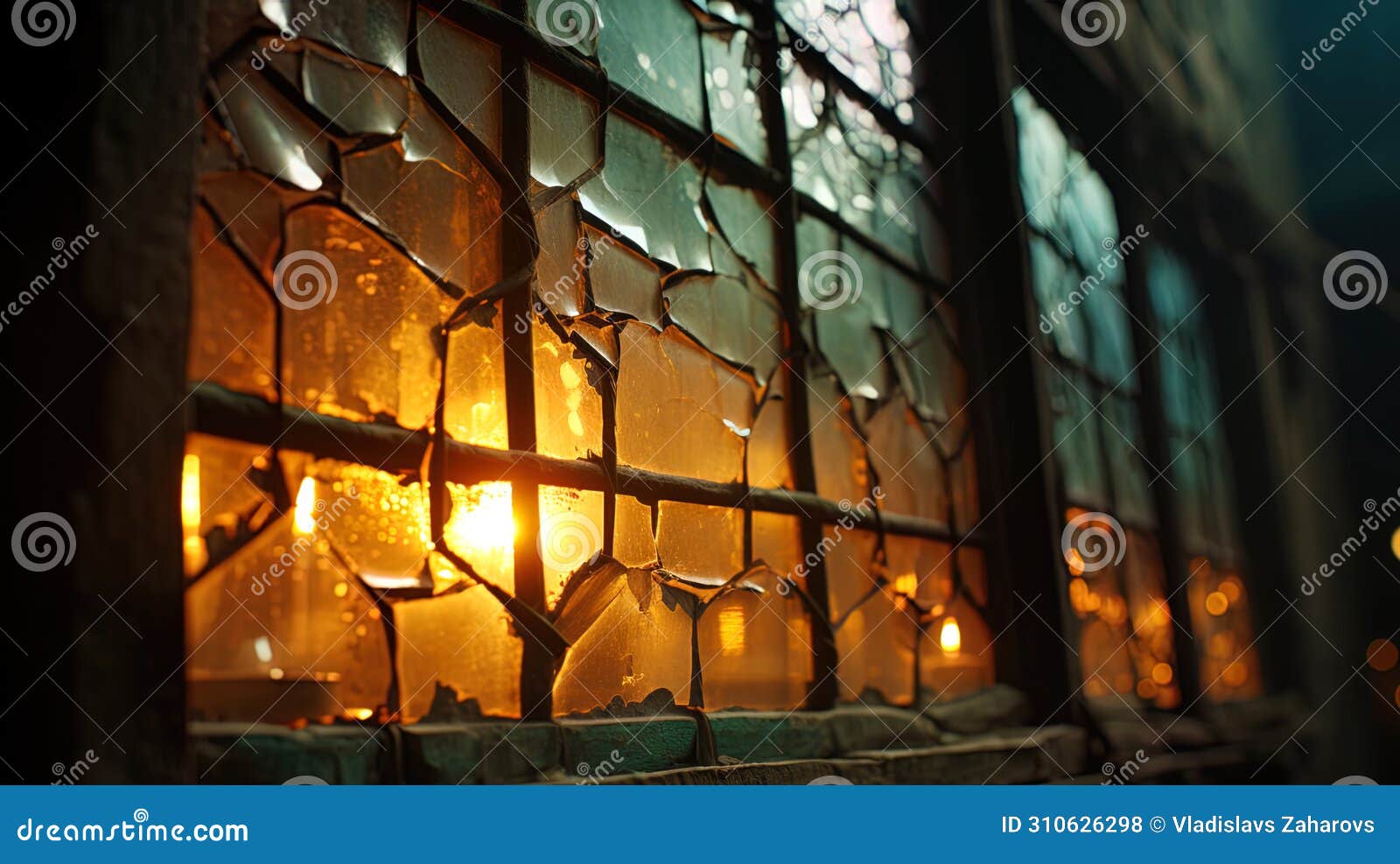 The Old Windows through Which the Beam of Sunlight Penetrates, Like a ...