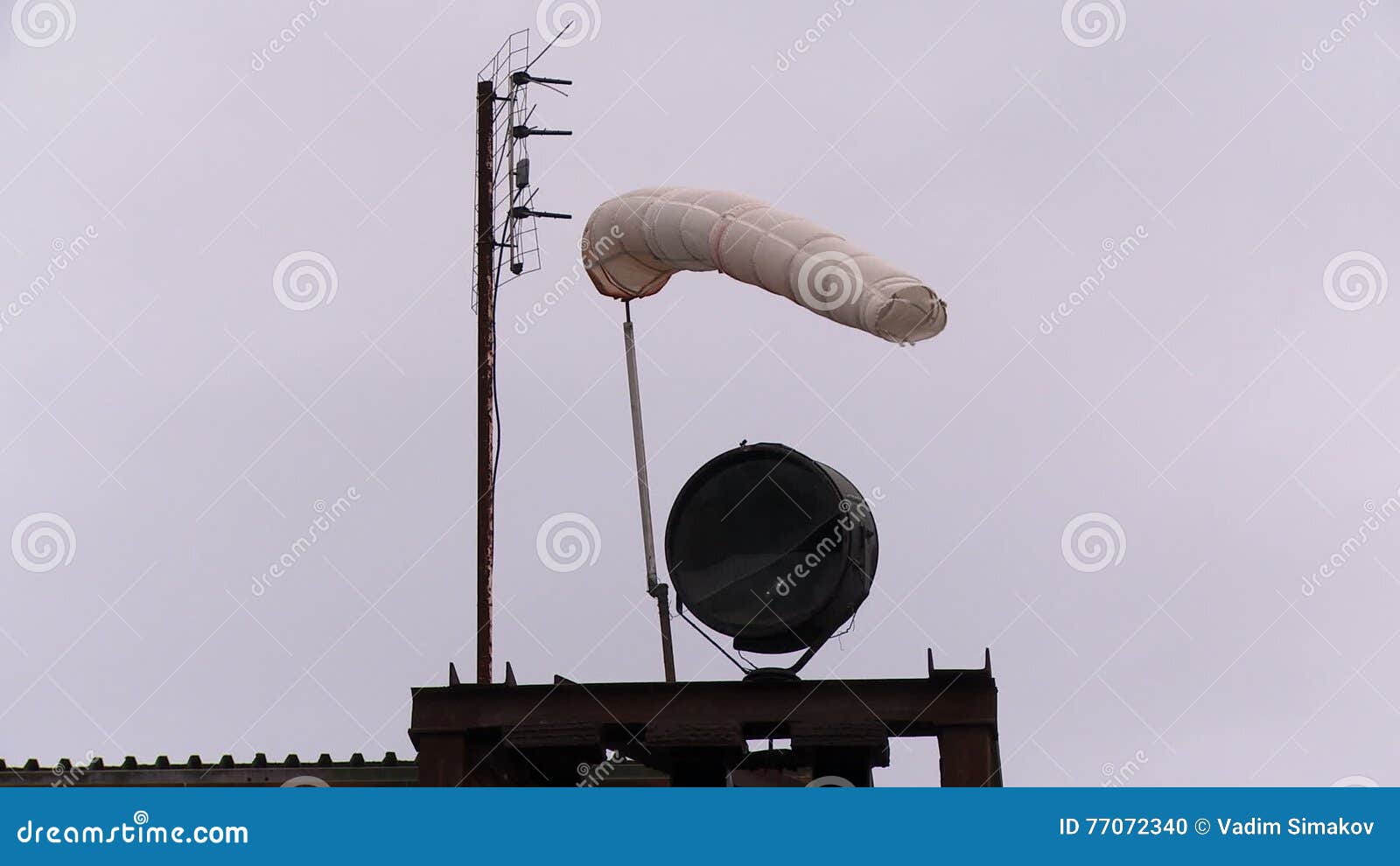 Old windsock and antennas stock footage. Video of windsock - 77072340