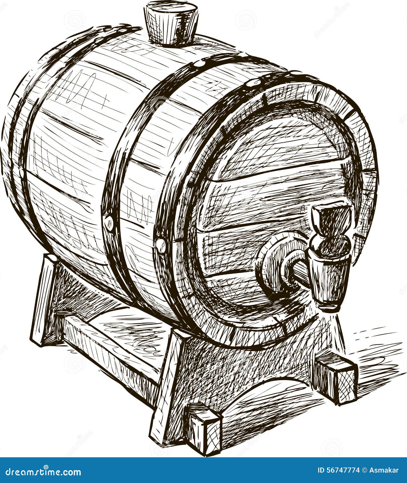 Old wine barrel stock vector. Illustration of hand, textured - 56747774