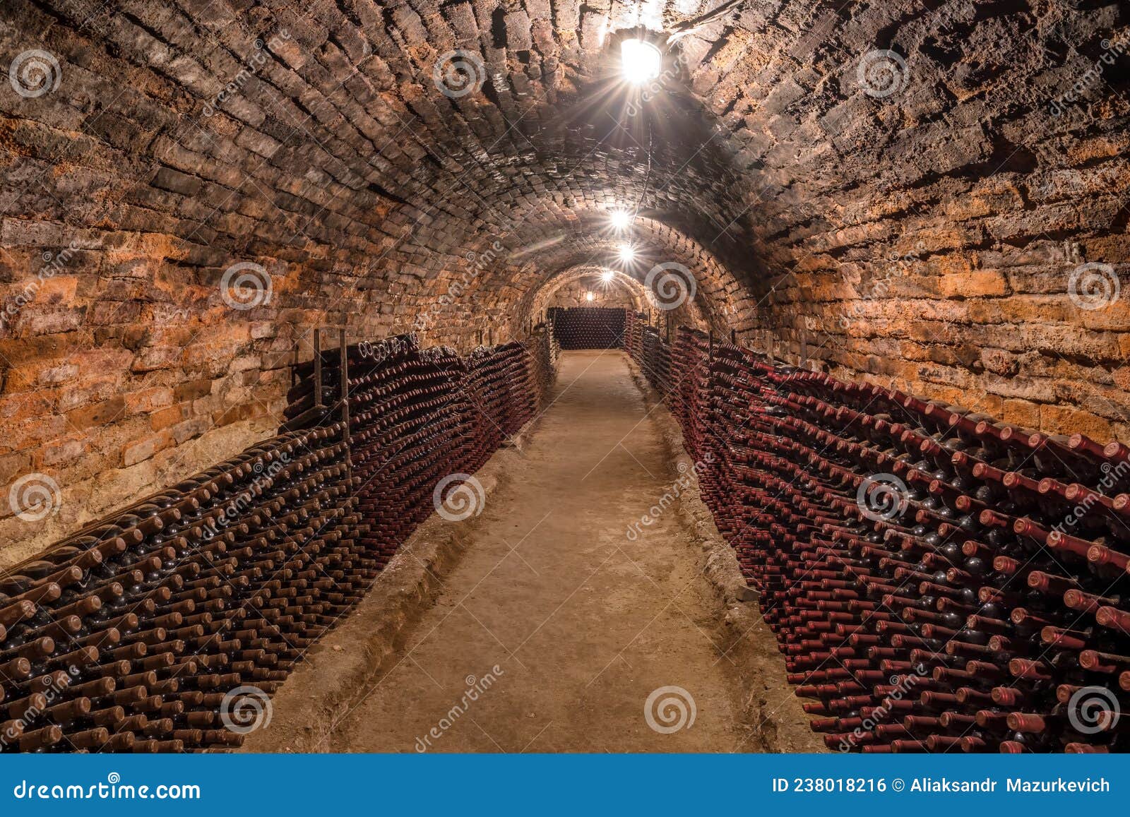 Old Wine Bottles in Rows in the Wine Cellar Stock Photo - Image of ...