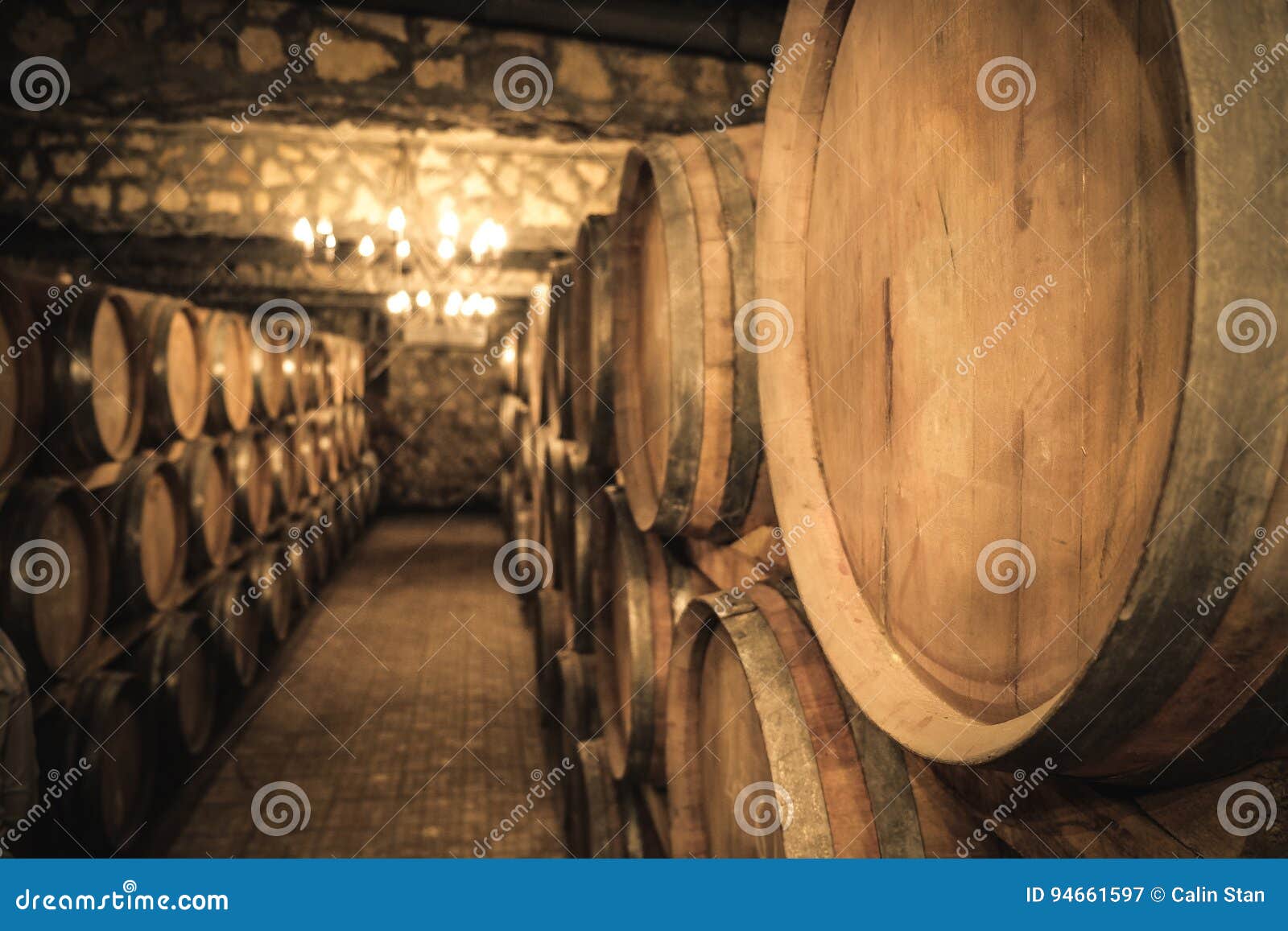 Old Wine Cellar with Stacked Wine Barrels Stock Image - Image of wood ...