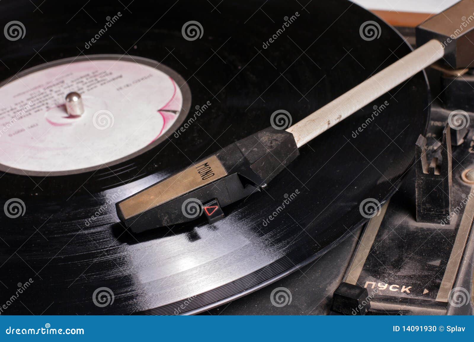 Old Wintage Gramophone Disk Player on Vinyl Disk. Stock Photo - Image ...