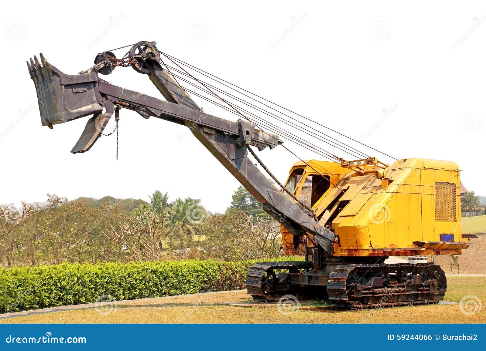 Old wire rope shovel crane stock photo. Image of background - 59244066