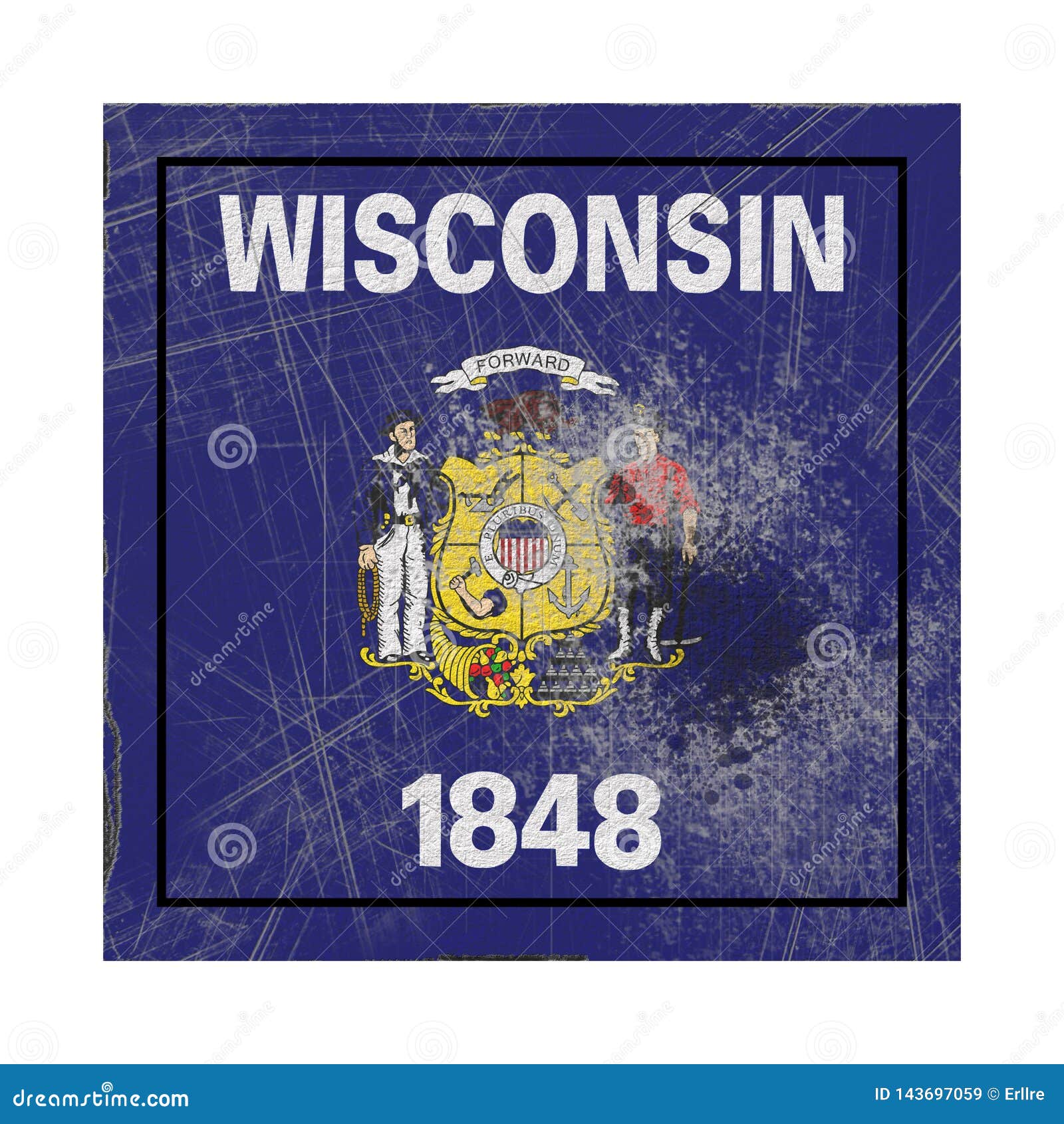 Old Wisconsin State flag stock illustration. Illustration of frame ...