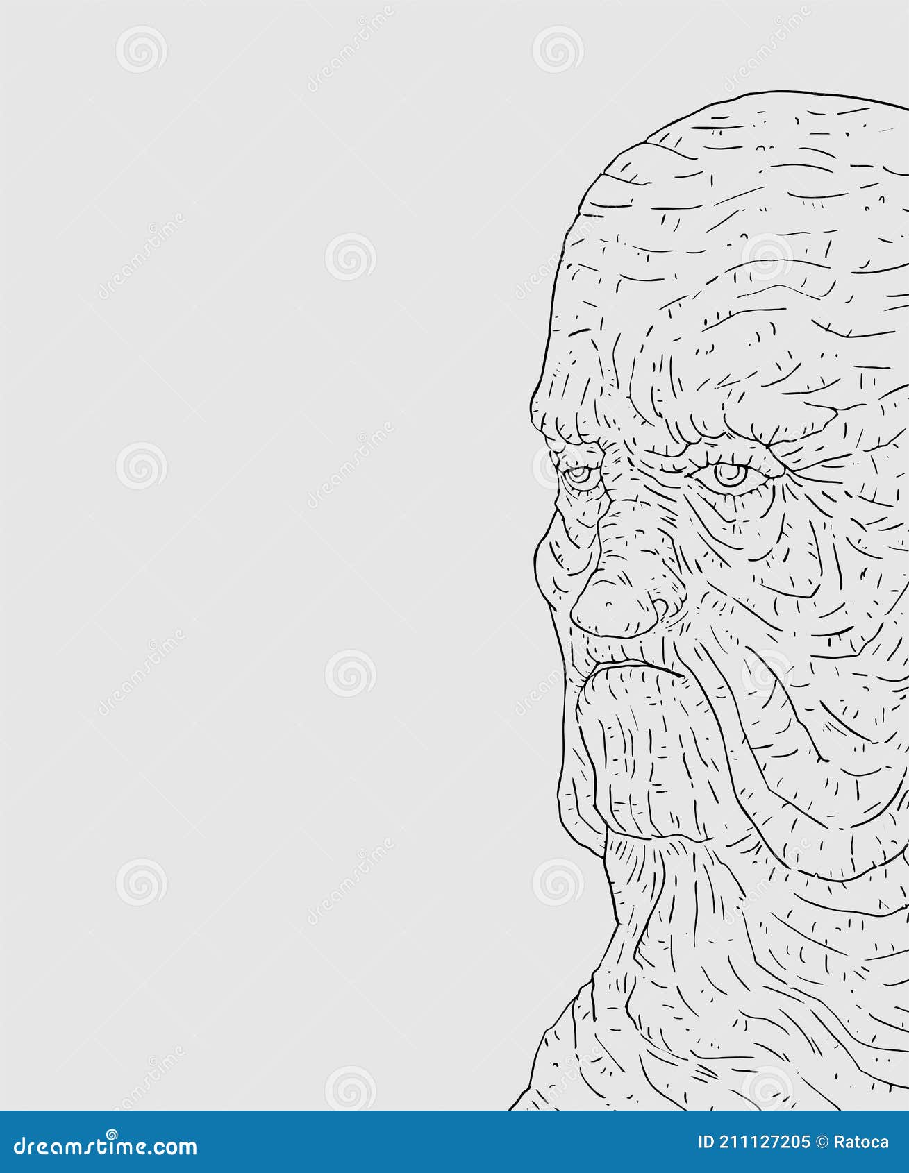 Old and wise man face draw stock vector. Illustration of character ...