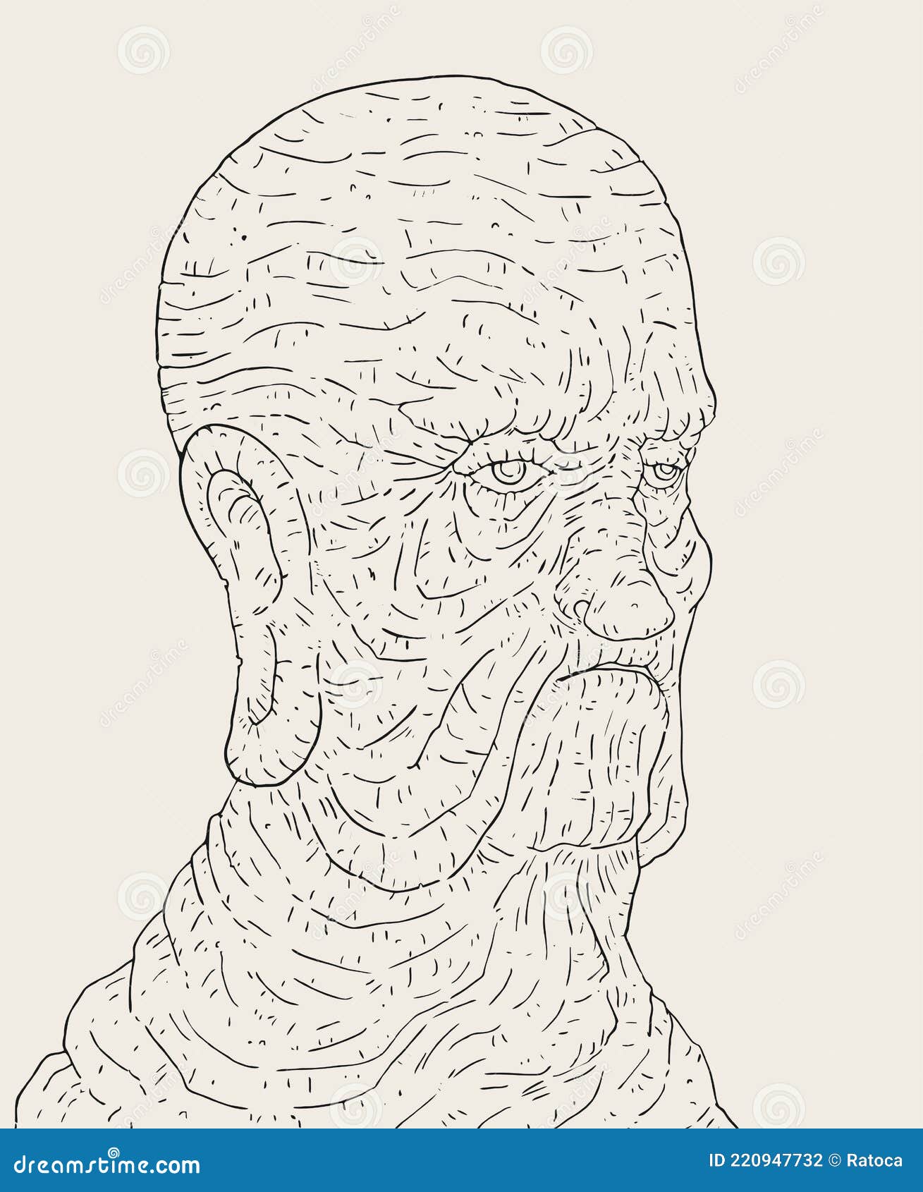 Old and wise man face draw stock vector. Illustration of vector - 220947732