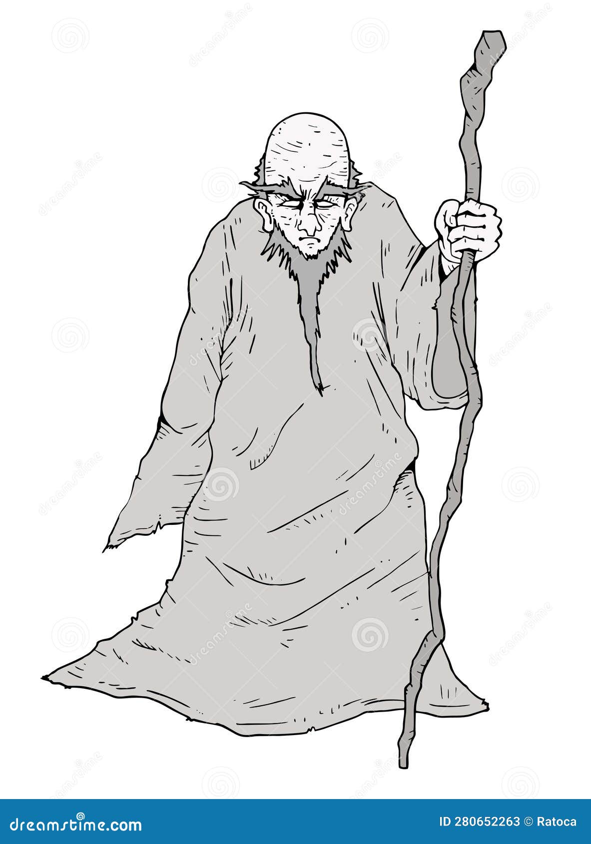 Old wise monk draw stock vector. Illustration of ancient - 280652263