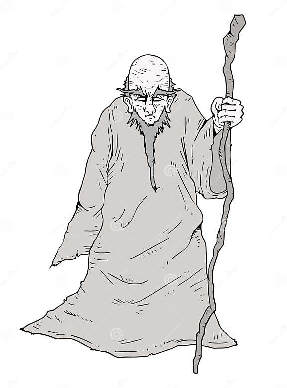 Old wise monk draw stock vector. Illustration of ancient - 280652263