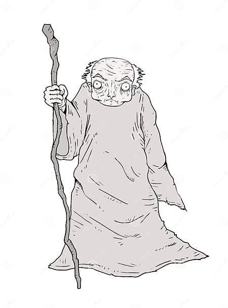 Old wise monk draw stock vector. Illustration of guru - 309082047