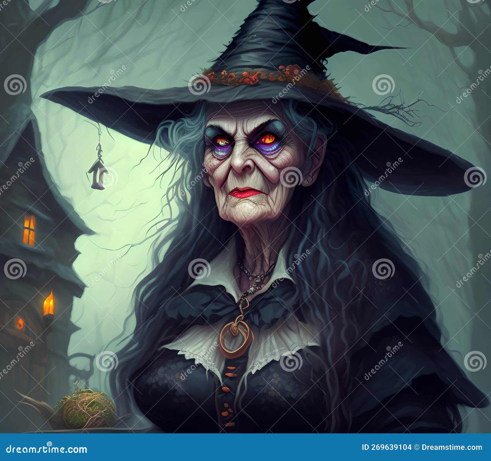 Old Witch, Generative AI Illustration Stock Illustration - Illustration ...