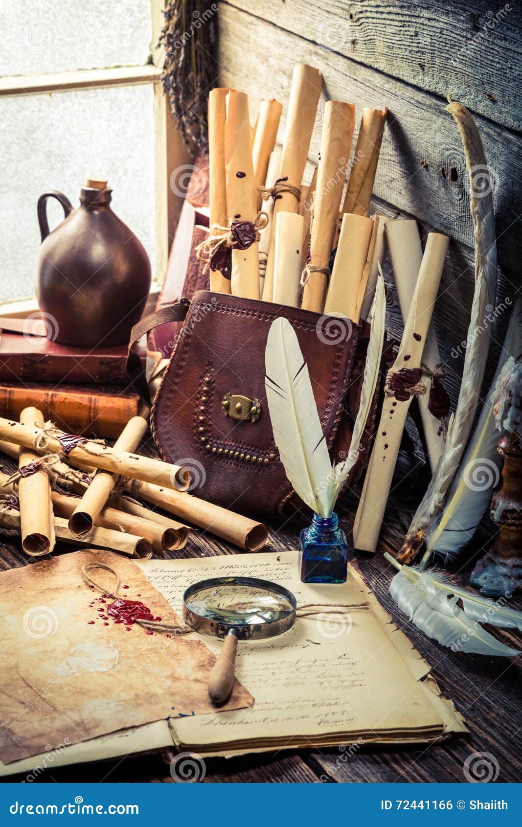 Old Witch Workshop Full of Scrolls and Recipe Stock Photo - Image of ...
