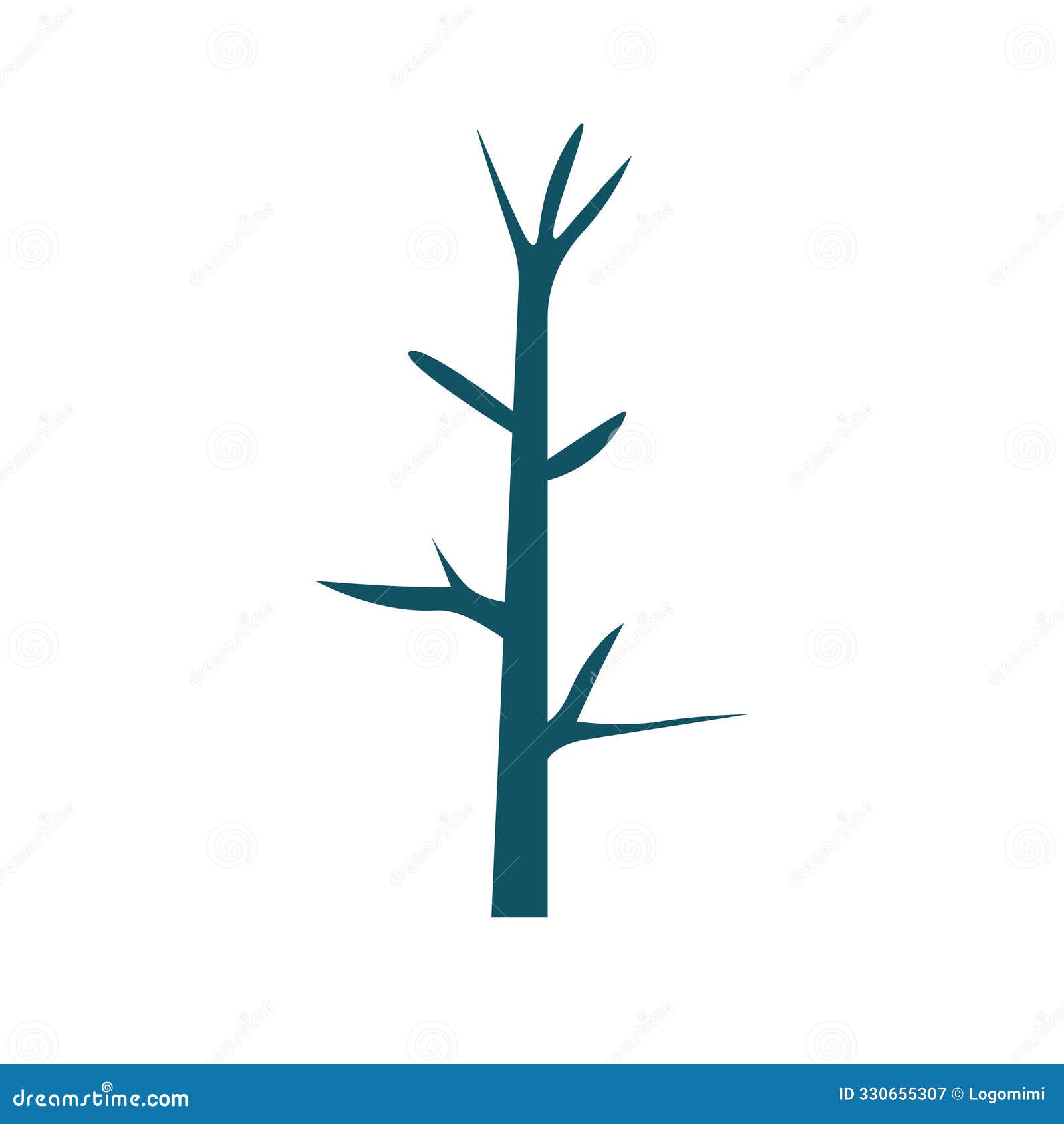 Old Withered Tree Silhouette, Single Dead Tree without Leaves Vector ...