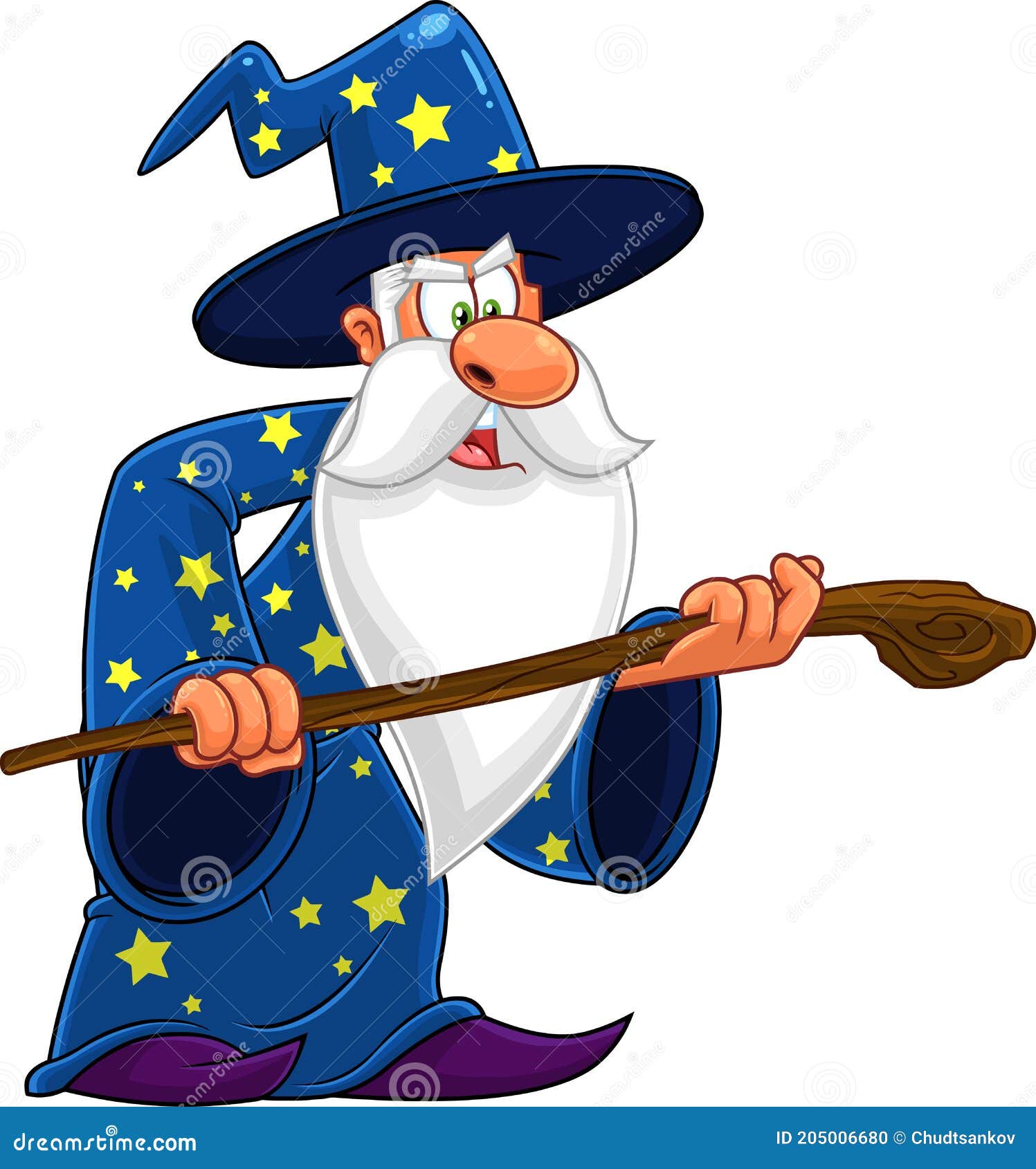 Wizard Cartoon Character With A Cane Making Magic | CartoonDealer.com ...