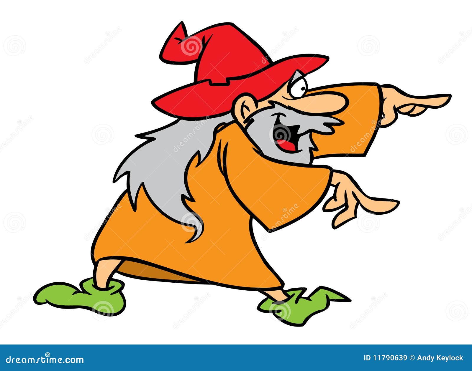 Wizard Pointing Down At Sign Vector Illustration | CartoonDealer.com ...