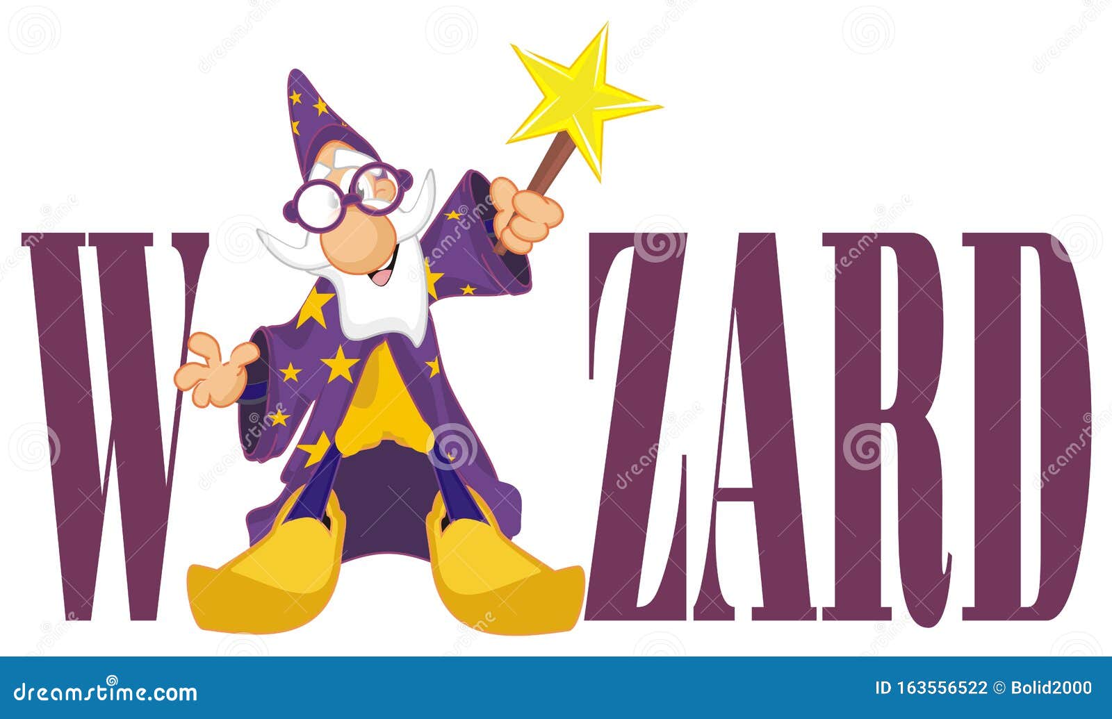 Wizard and letters stock illustration. Illustration of trick - 163556522