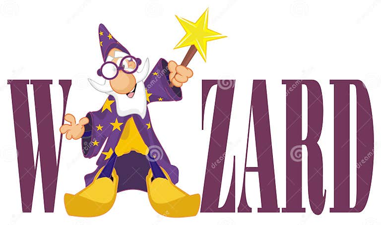 Wizard and letters stock illustration. Illustration of trick - 163556522
