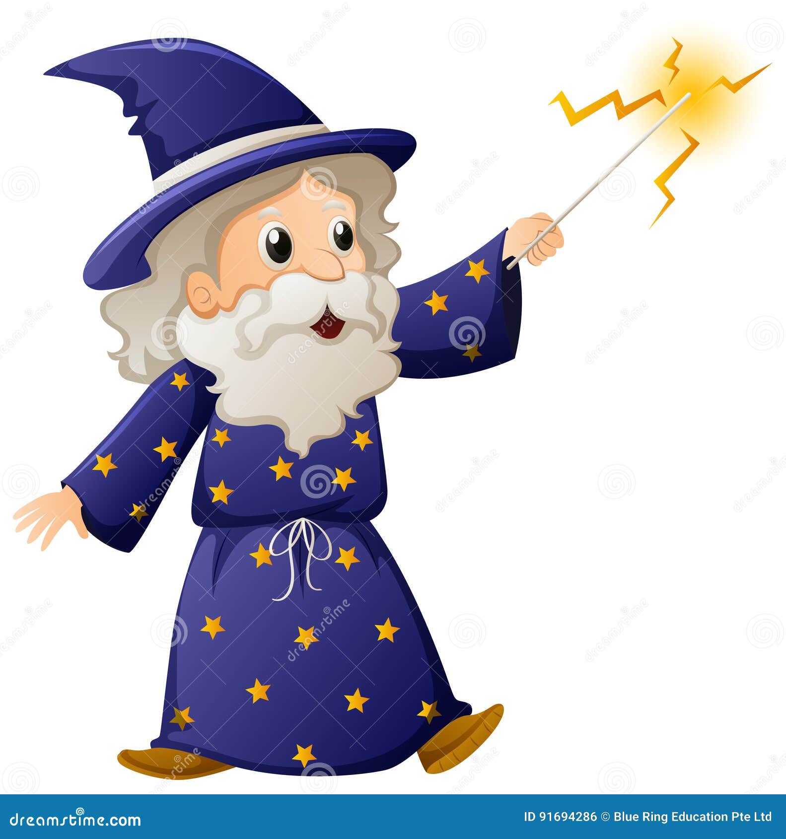 Old wizard with magic wand stock vector. Illustration of graphic - 91694286