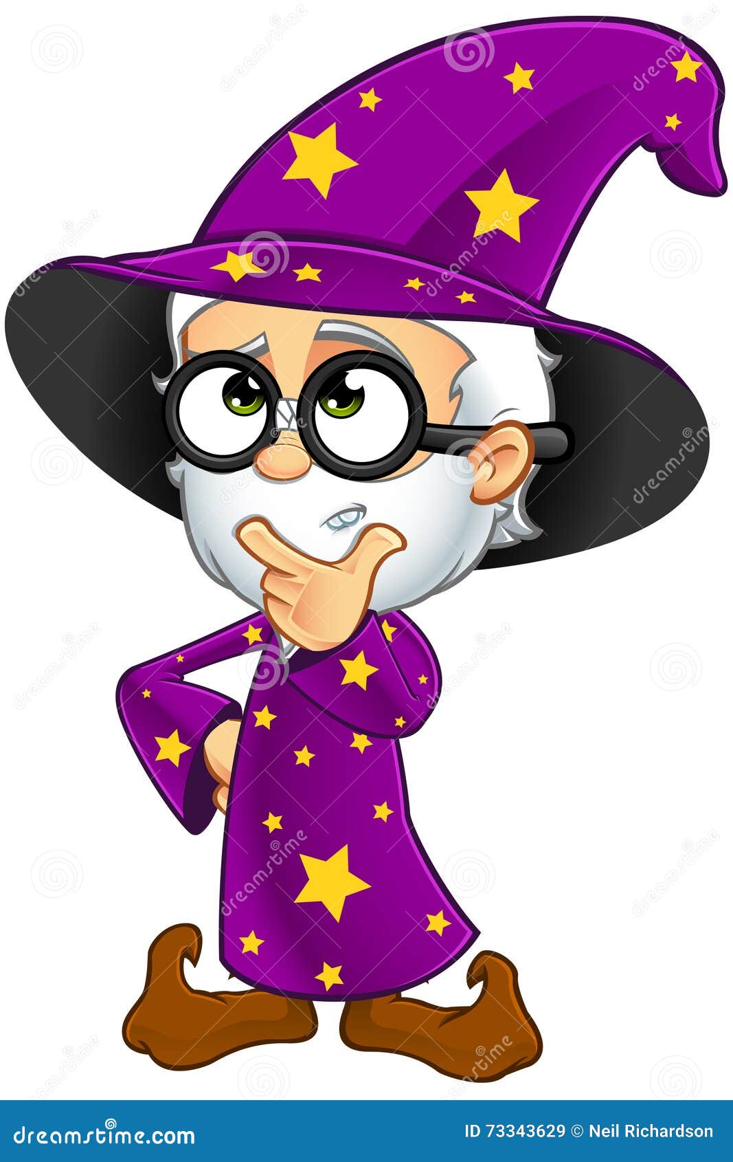 Old Wizard in Purple - Thinking Stock Vector - Illustration of person ...