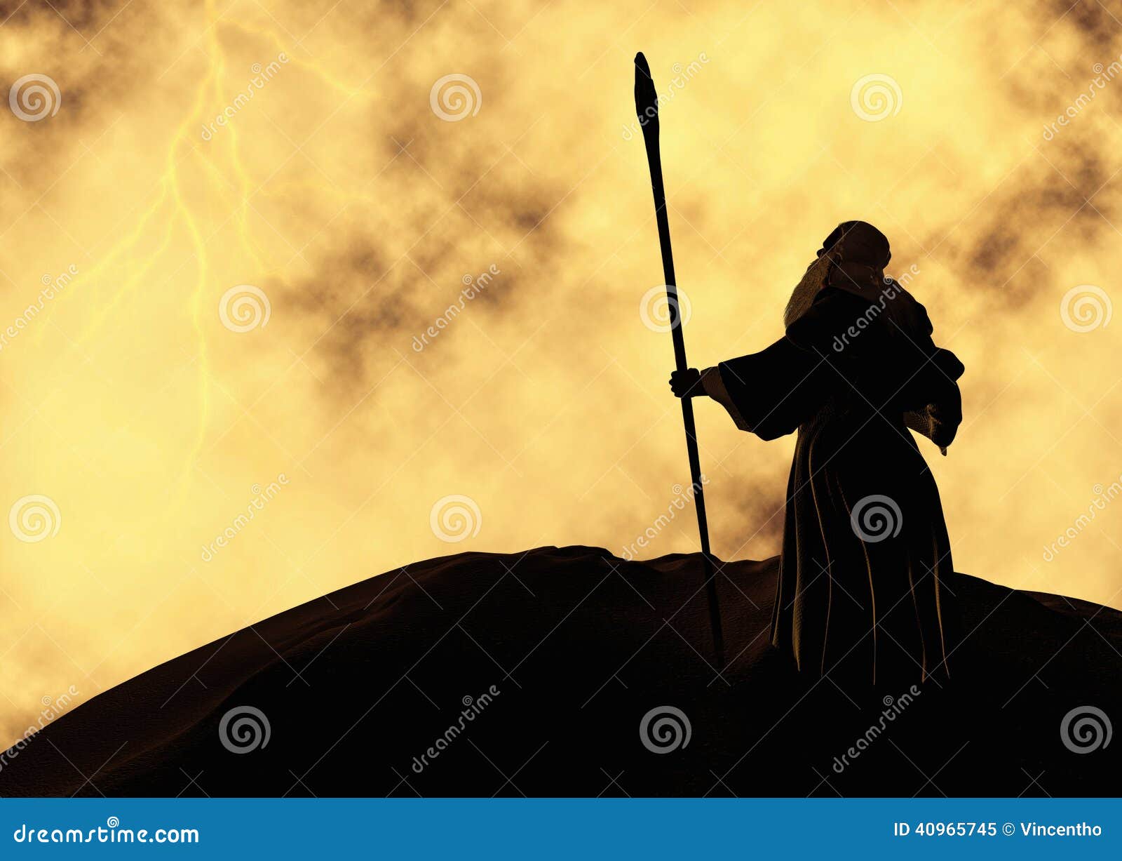 An Old Wizard on Top of a Mountain Fantasy Stock Illustration ...