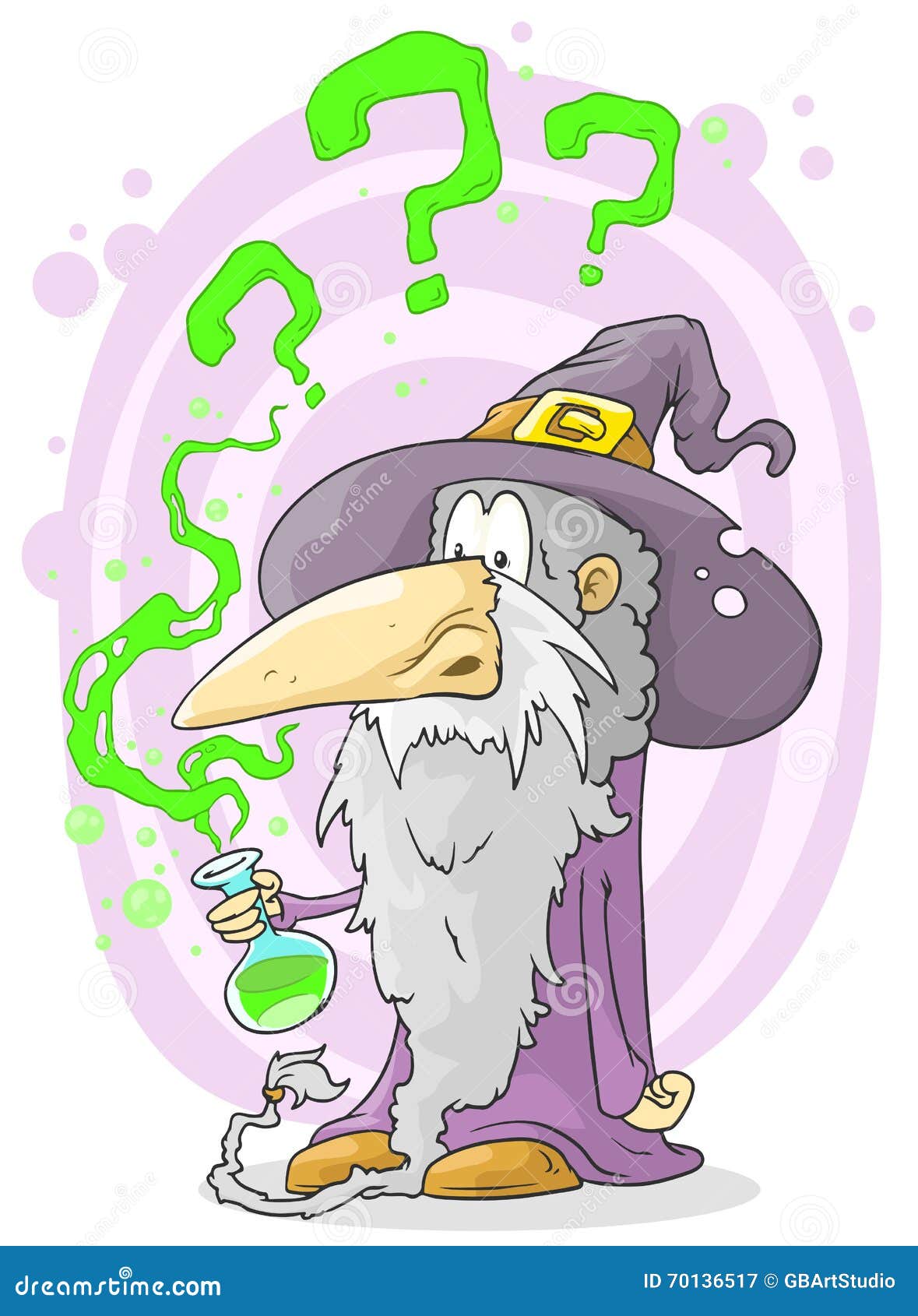 A Small Wizard Cartoon Uses A Magic Wand Vector Illustration ...