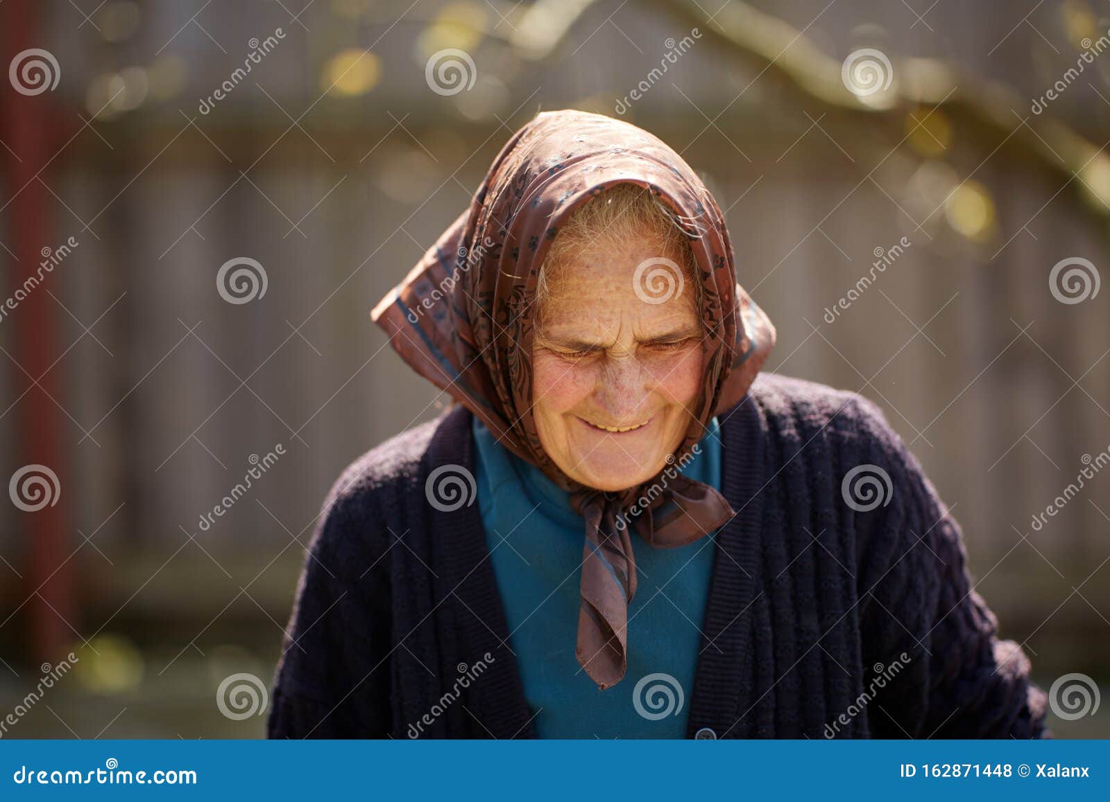 Old Woman with Amused Expression Stock Photo - Image of female, orchard ...