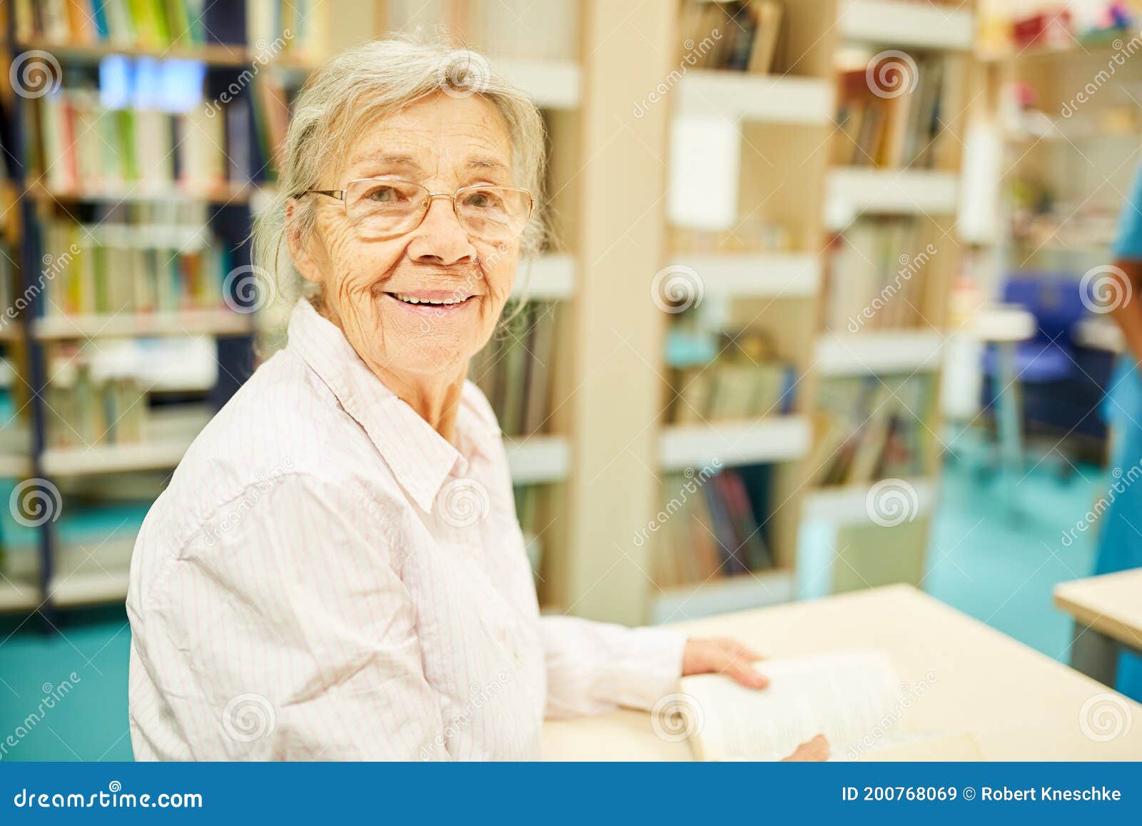 Old Woman As a Librarian in a Library Stock Image - Image of retirement ...