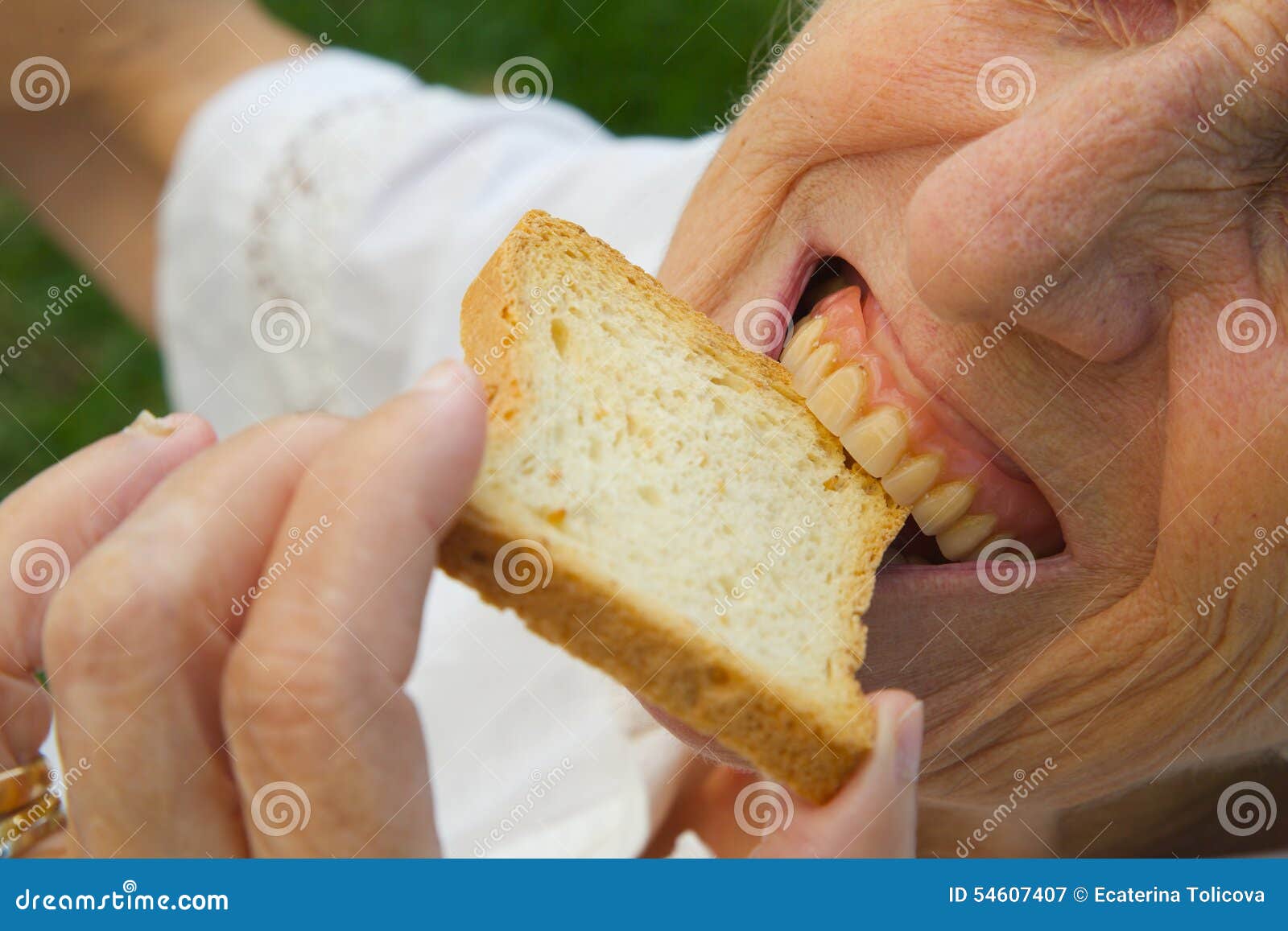 An Old Woman Biting a Toast Stock Image - Image of parts, smile: 54607407