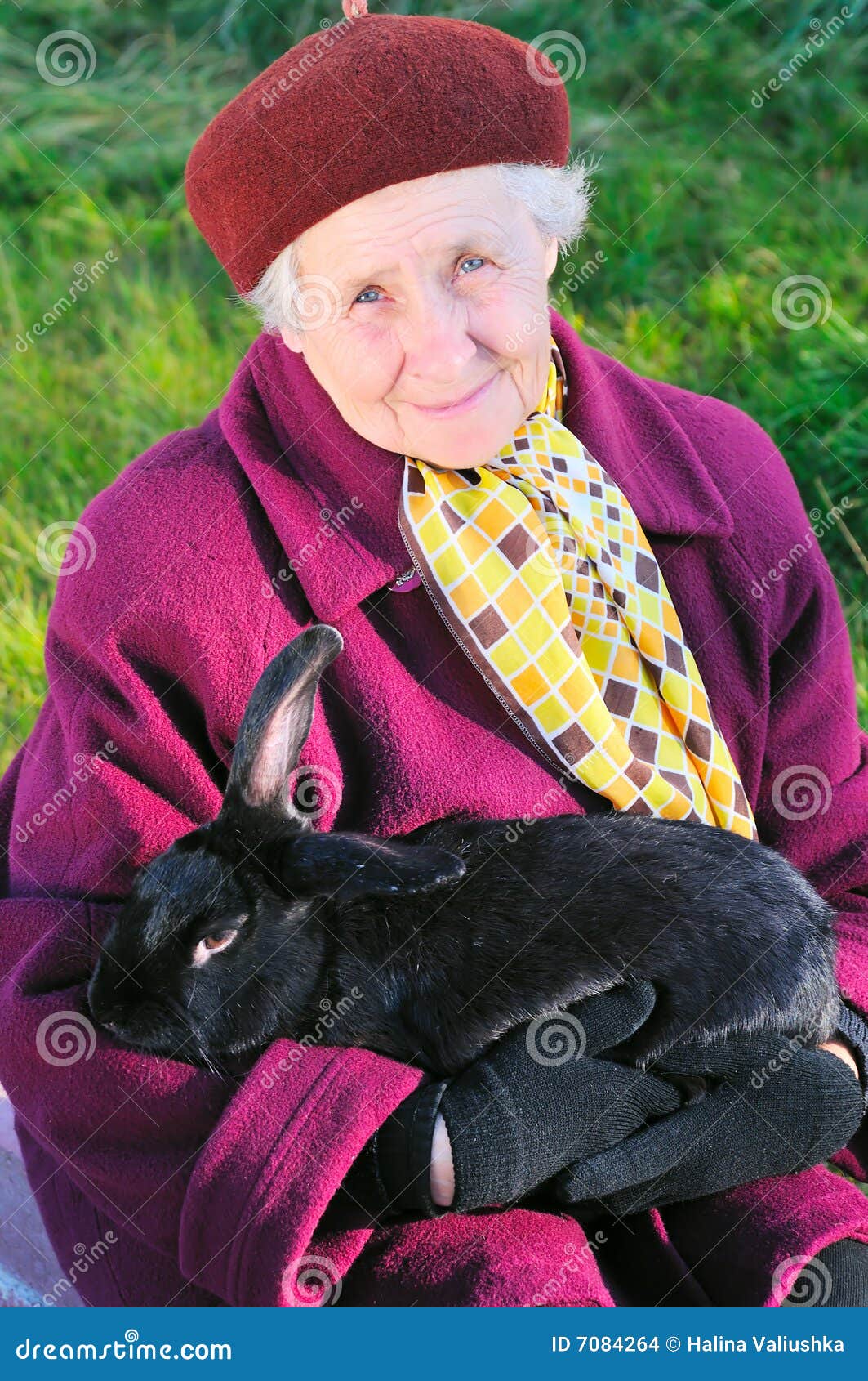 Old Woman with Black Rabbit Stock Photo - Image of outdoor, body: 7084264