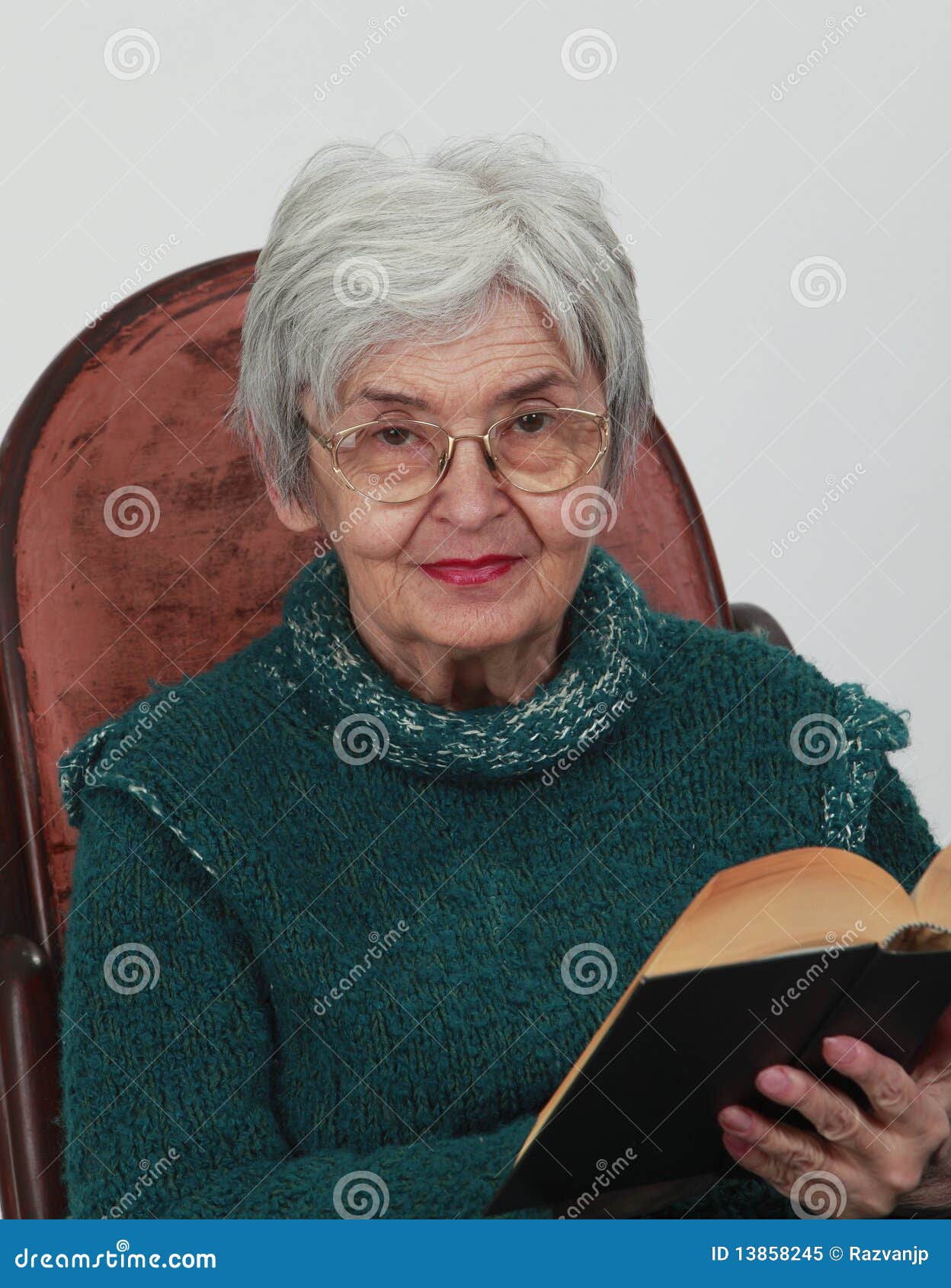 Old woman with a book stock image. Image of grannie, glasses - 13858245