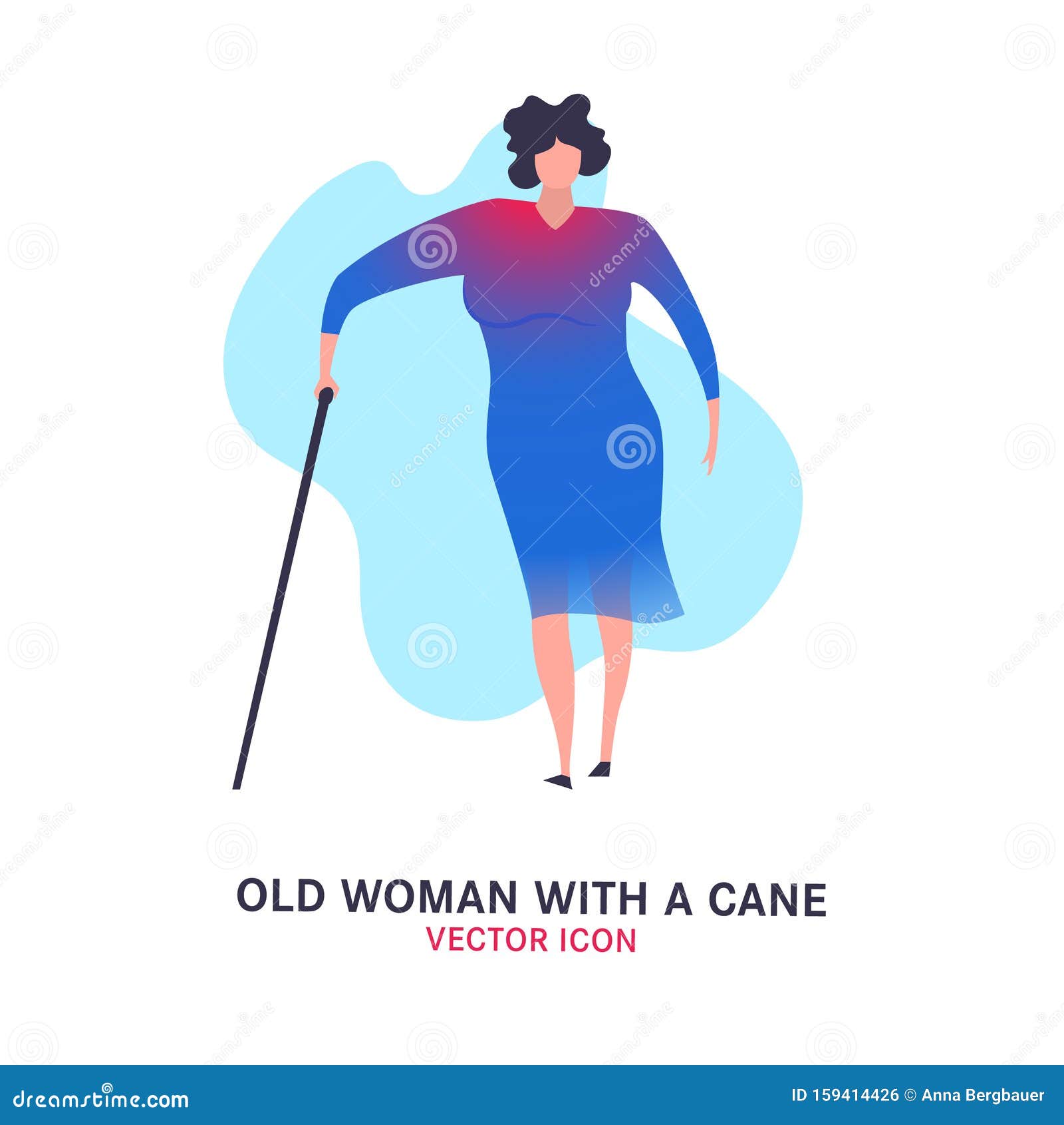 The Old Woman With A Cane Stock Vector Illustration Of Care 159414426