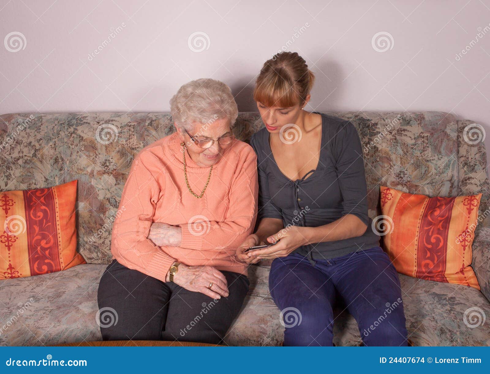 An Old Woman with a Cell Phone Stock Photo - Image of assistance ...