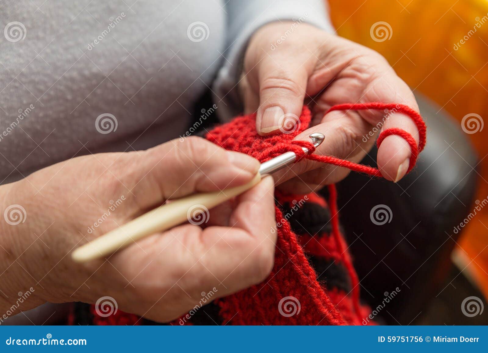Old Woman is Crochet at Home Stock Photo - Image of background ...