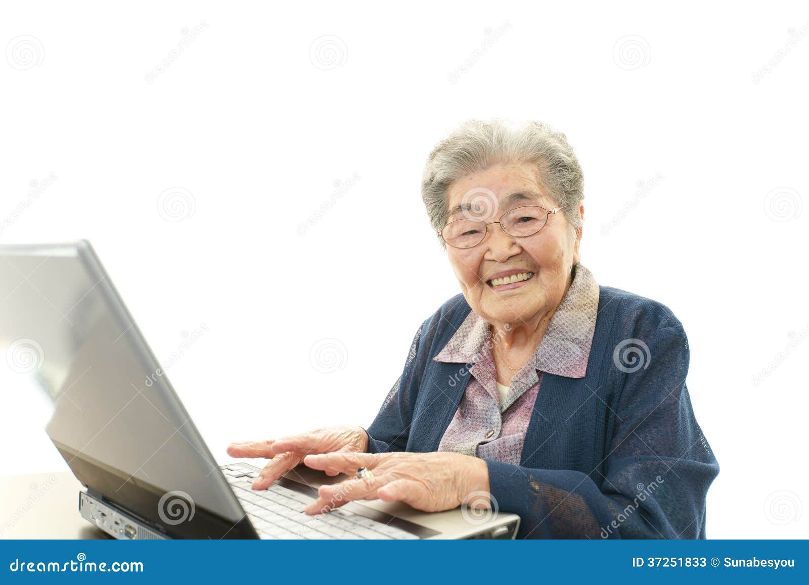 Old Woman Enjoys Laptop Computer Stock Image - Image of house, computer ...