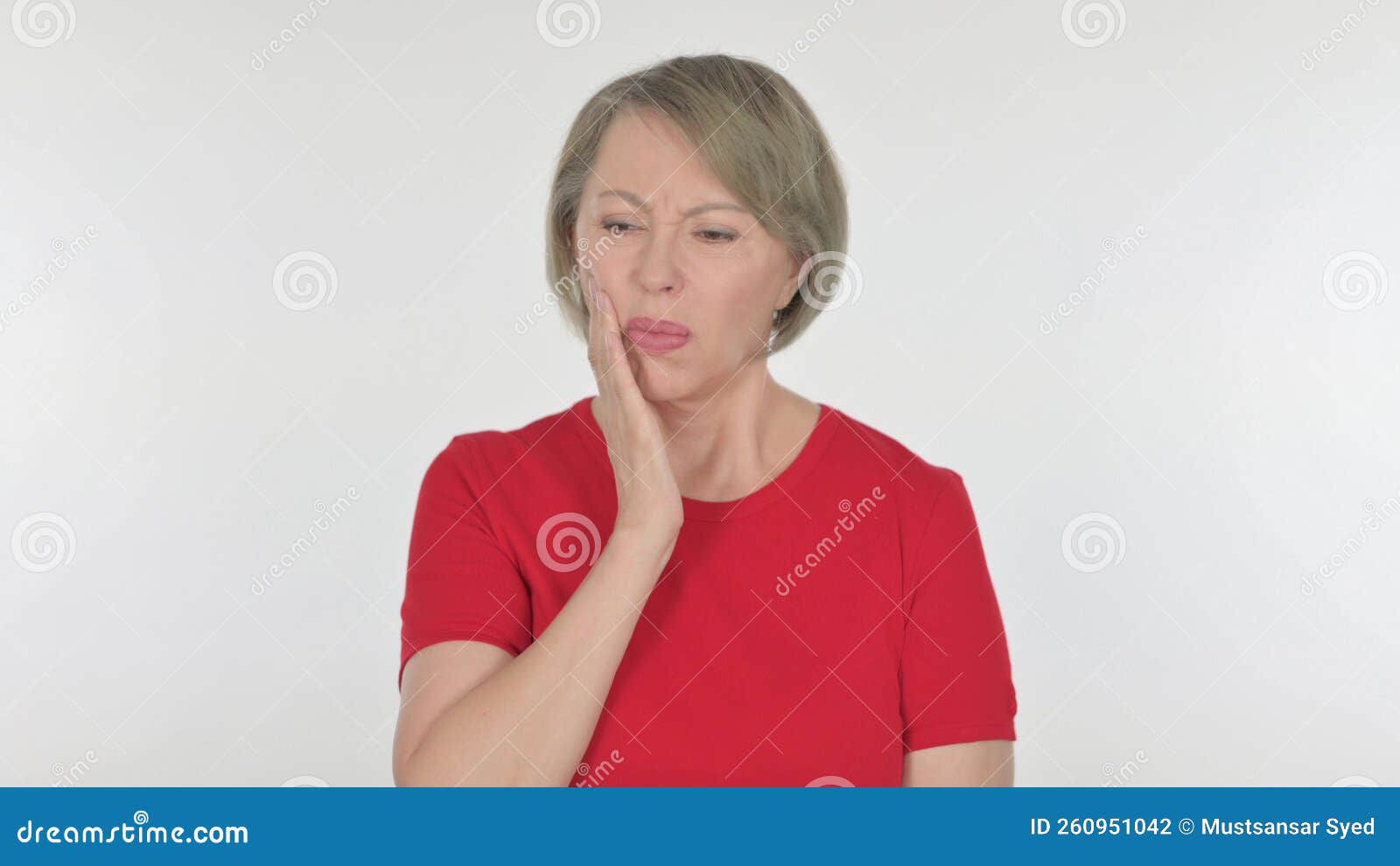 Old Woman Having Toothache on White Background Stock Photo - Image of ...