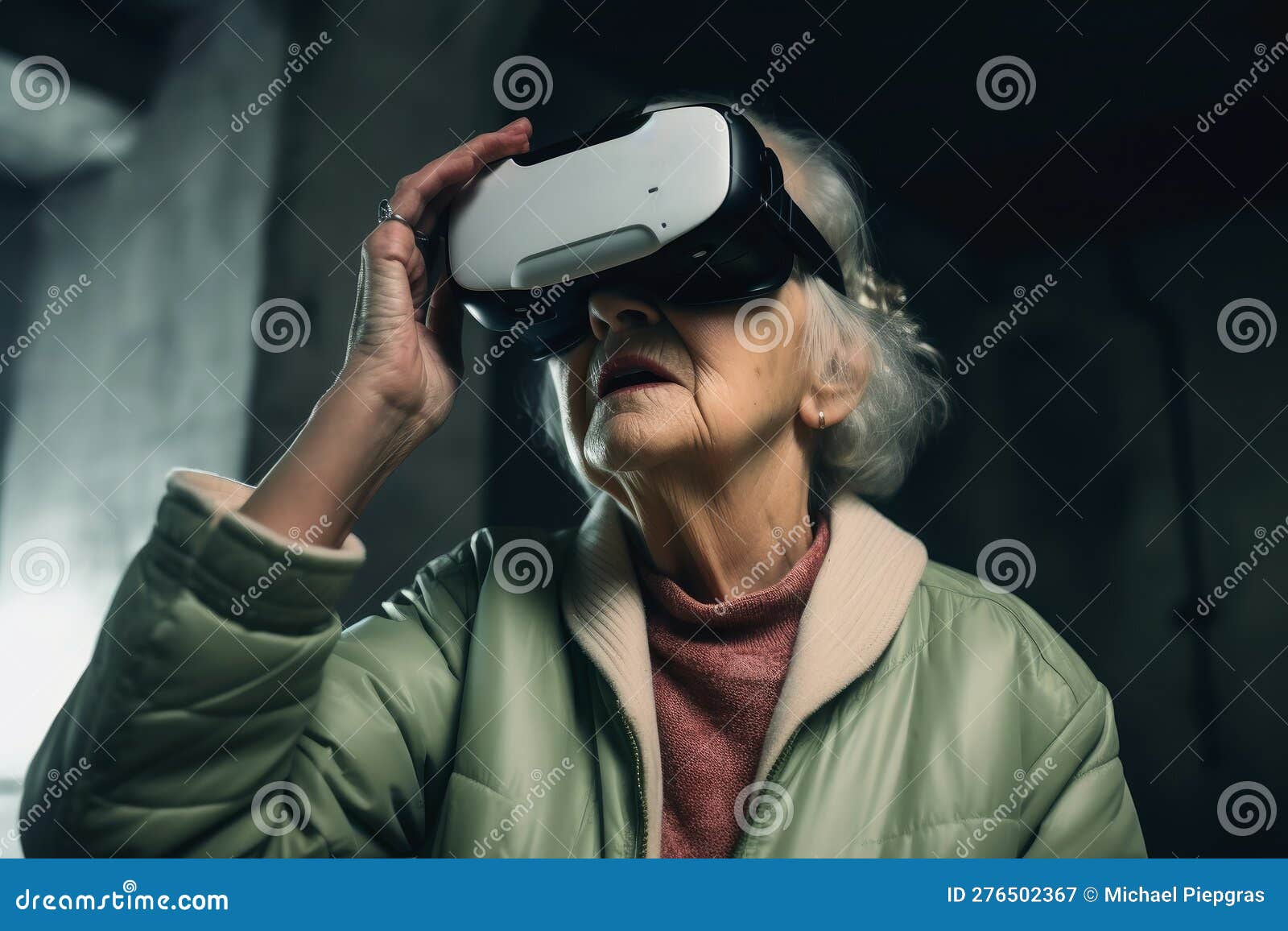 An Old Woman Looking Stunned while Exploring Virtual Reality Created ...