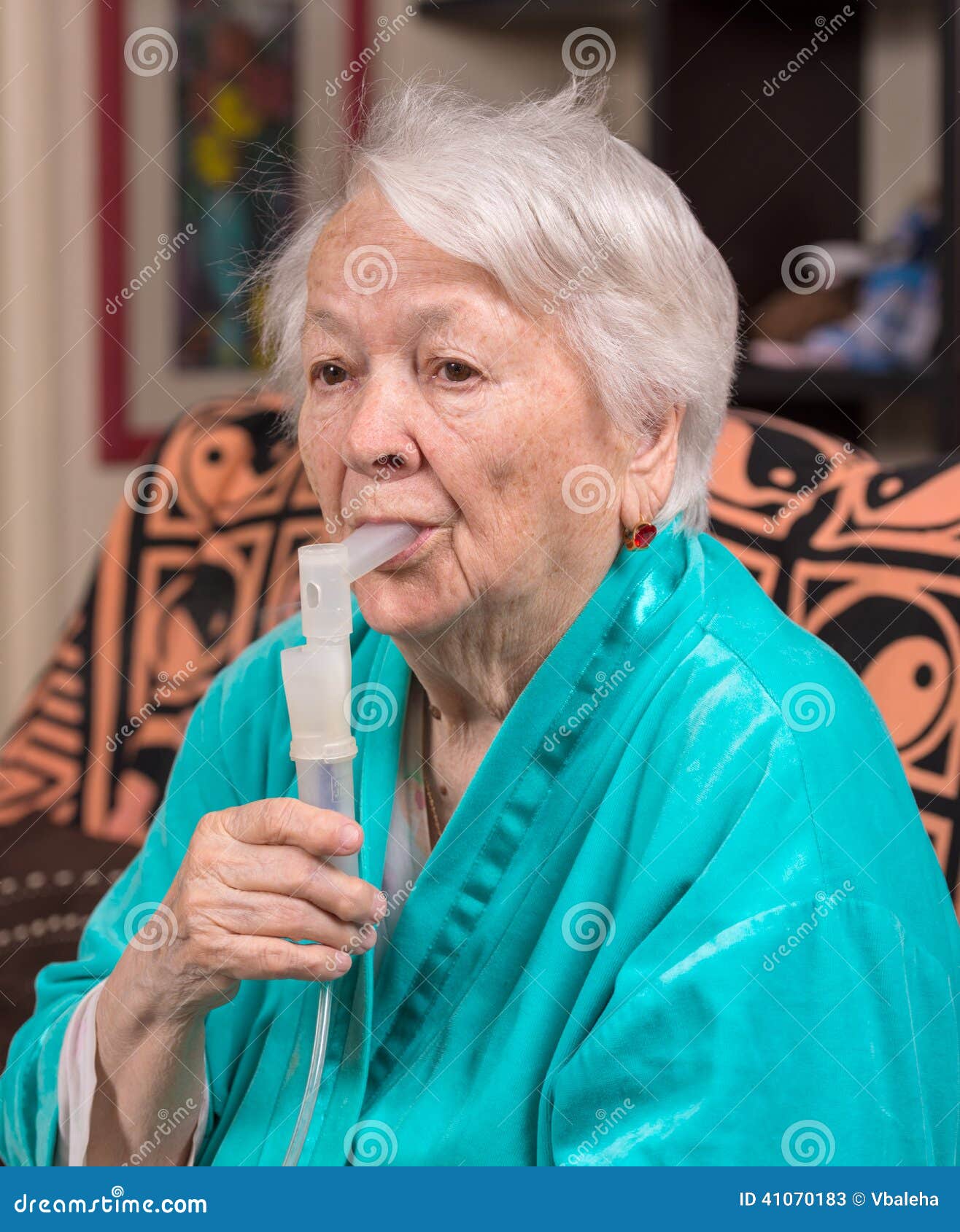 Old Woman Making an Inhalation Stock Image - Image of medical, hospital ...