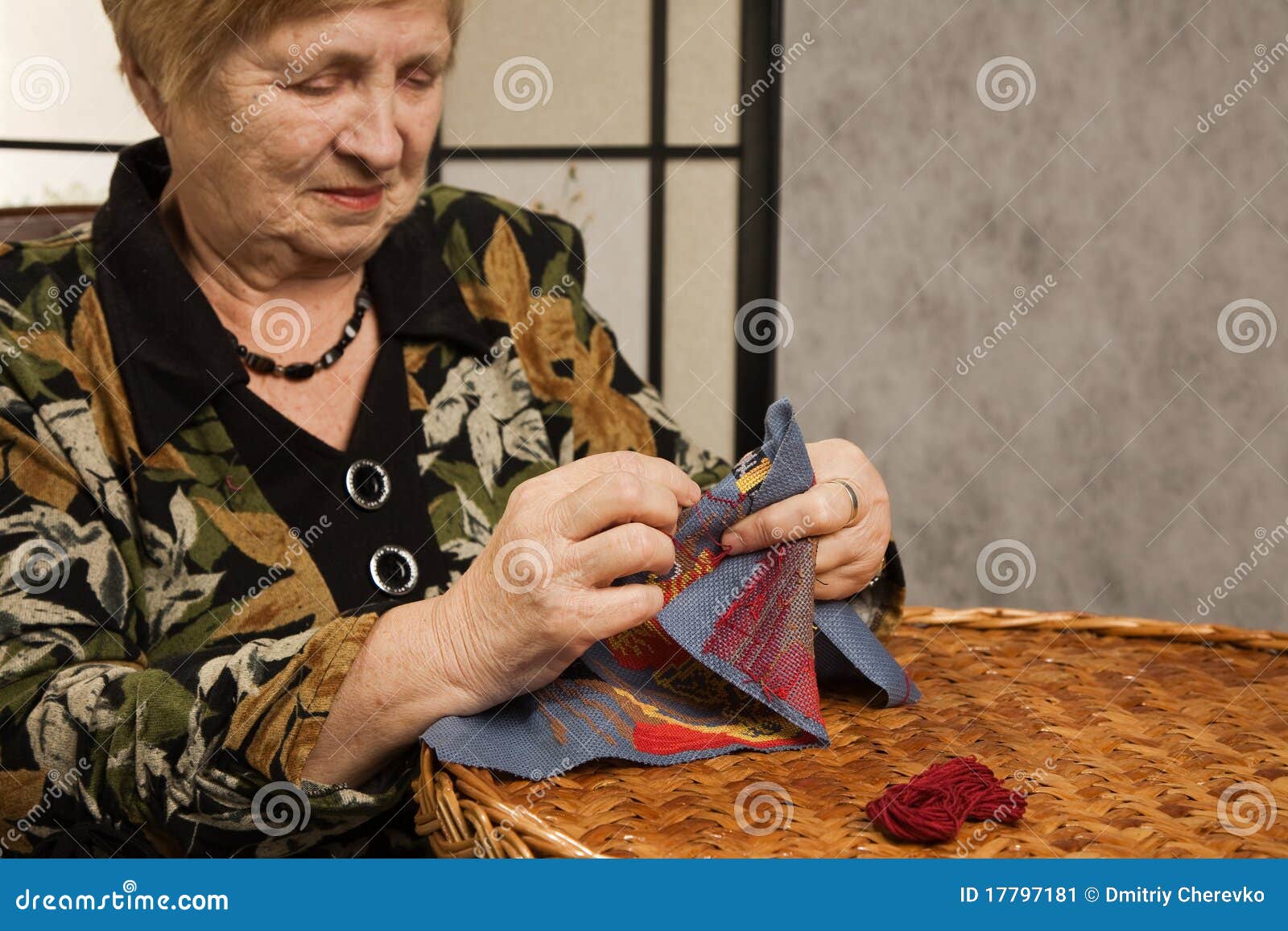 Old Woman with a Needle and a Thread Stock Image - Image of craft ...