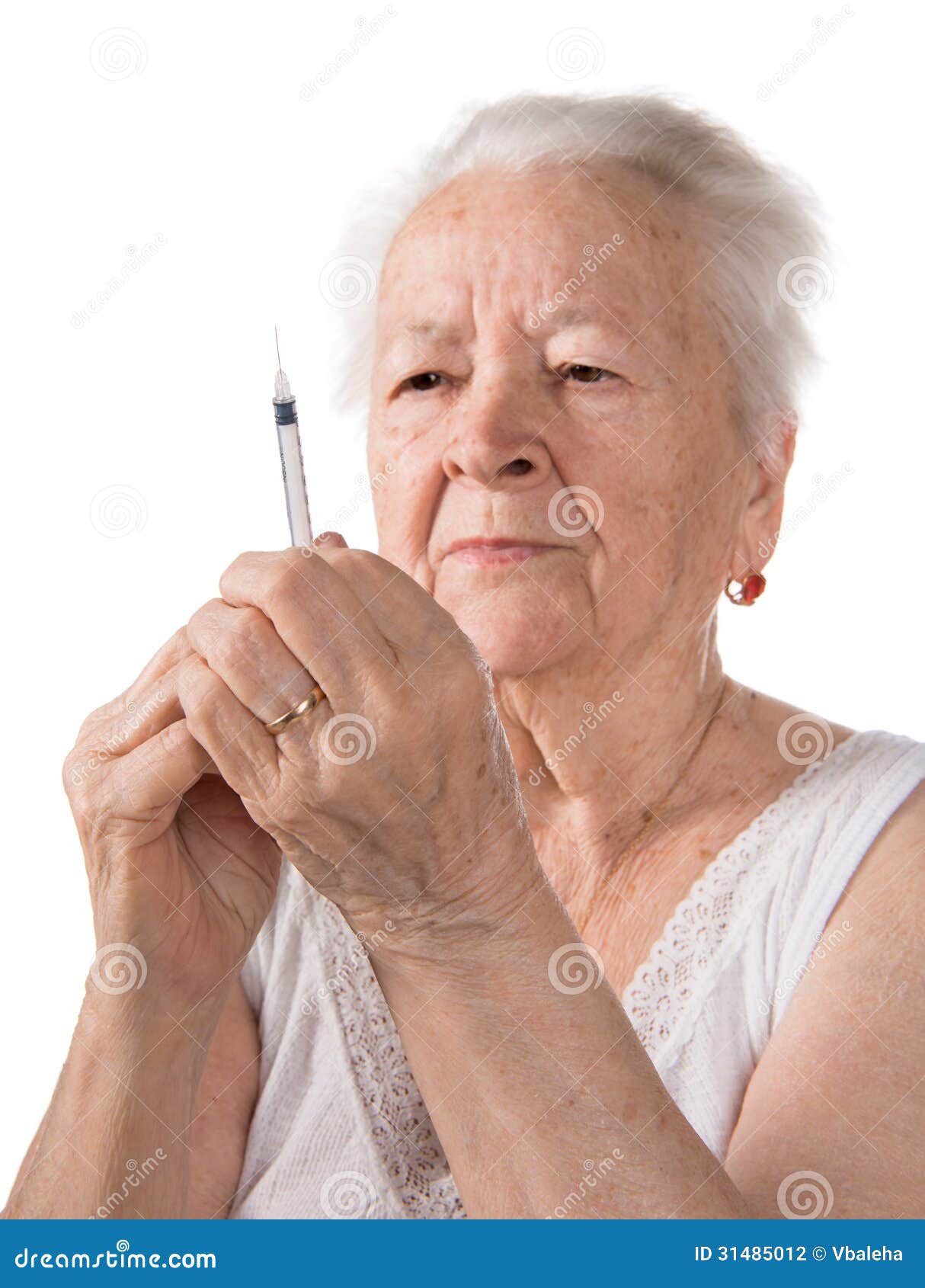 Old Woman Preparing Syringe for Making Insulin Injection Stock Photo ...