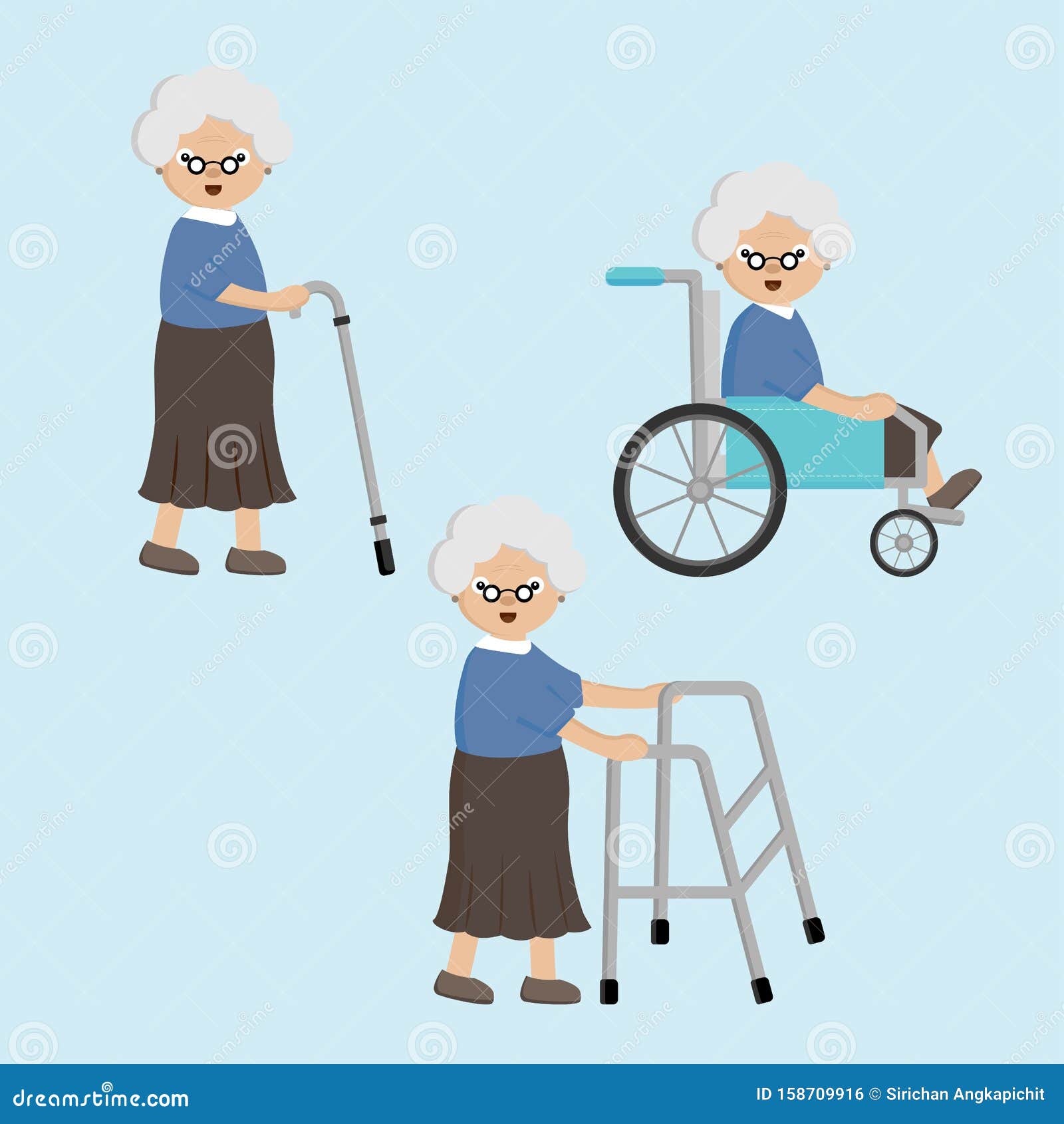 Old Woman Sick and Disable. Stock Illustration - Illustration of lying ...