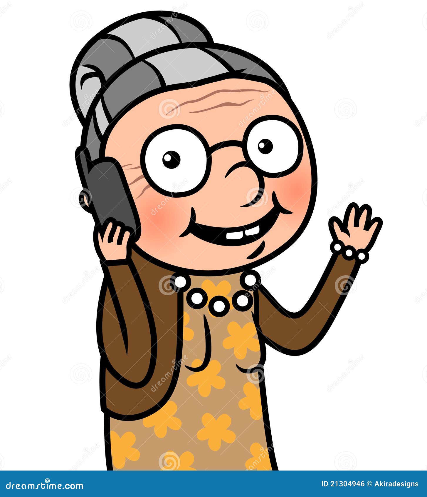 Old Woman Talking on a Cell Phone Stock Vector - Illustration of happy ...