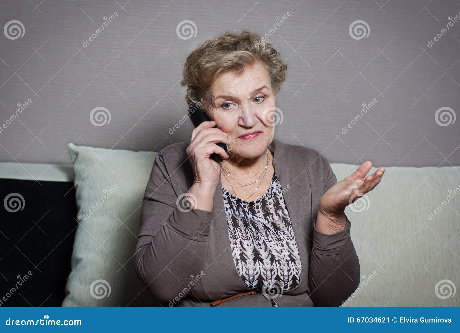 Old Woman Talking on the Phone Stock Image - Image of reply, tired ...
