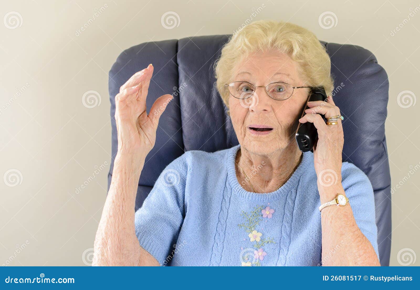 Old Woman Talking on Telephone Stock Image - Image of senior, sitting ...