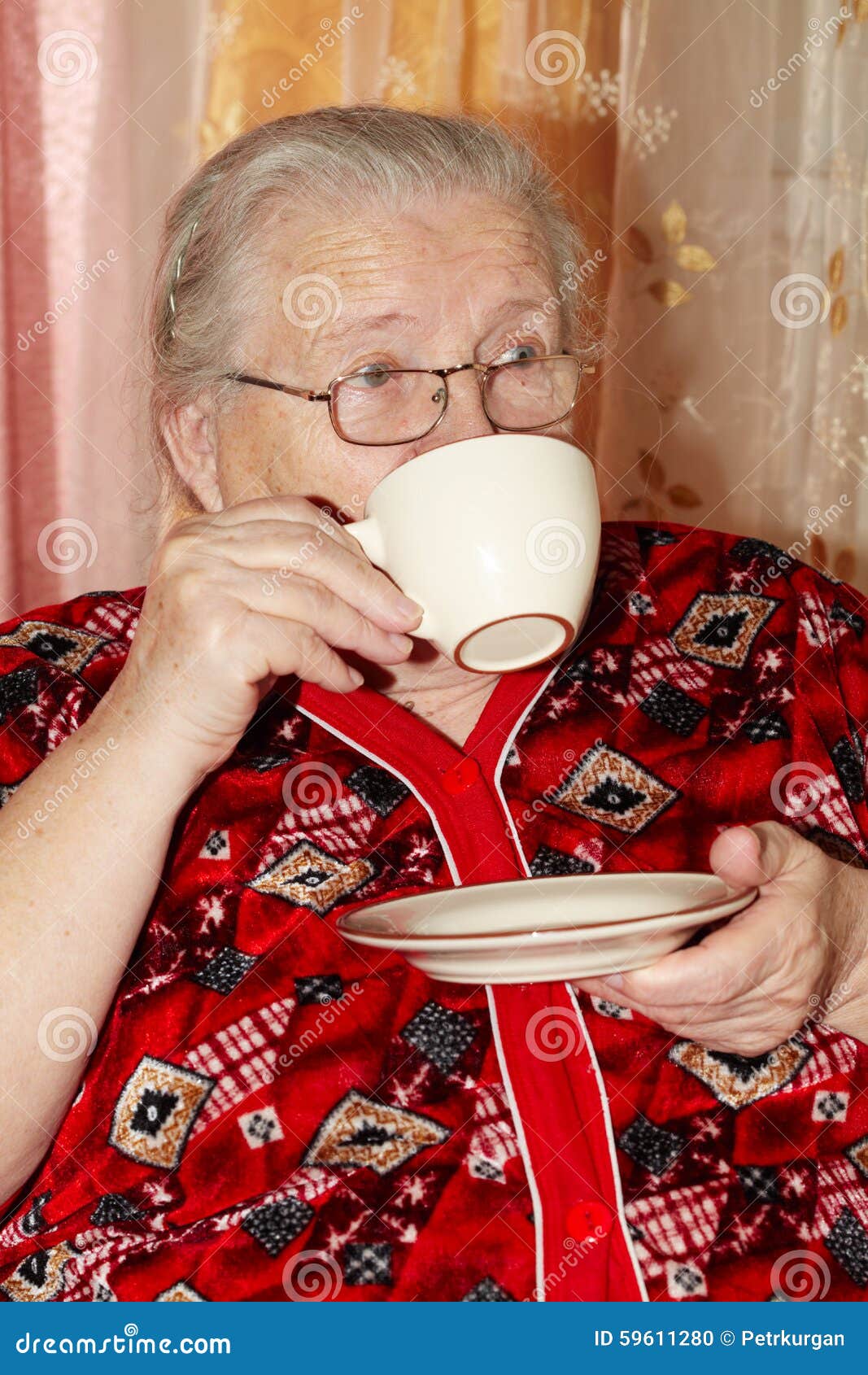 Old woman and tea stock photo. Image of beverage, adult - 59611280