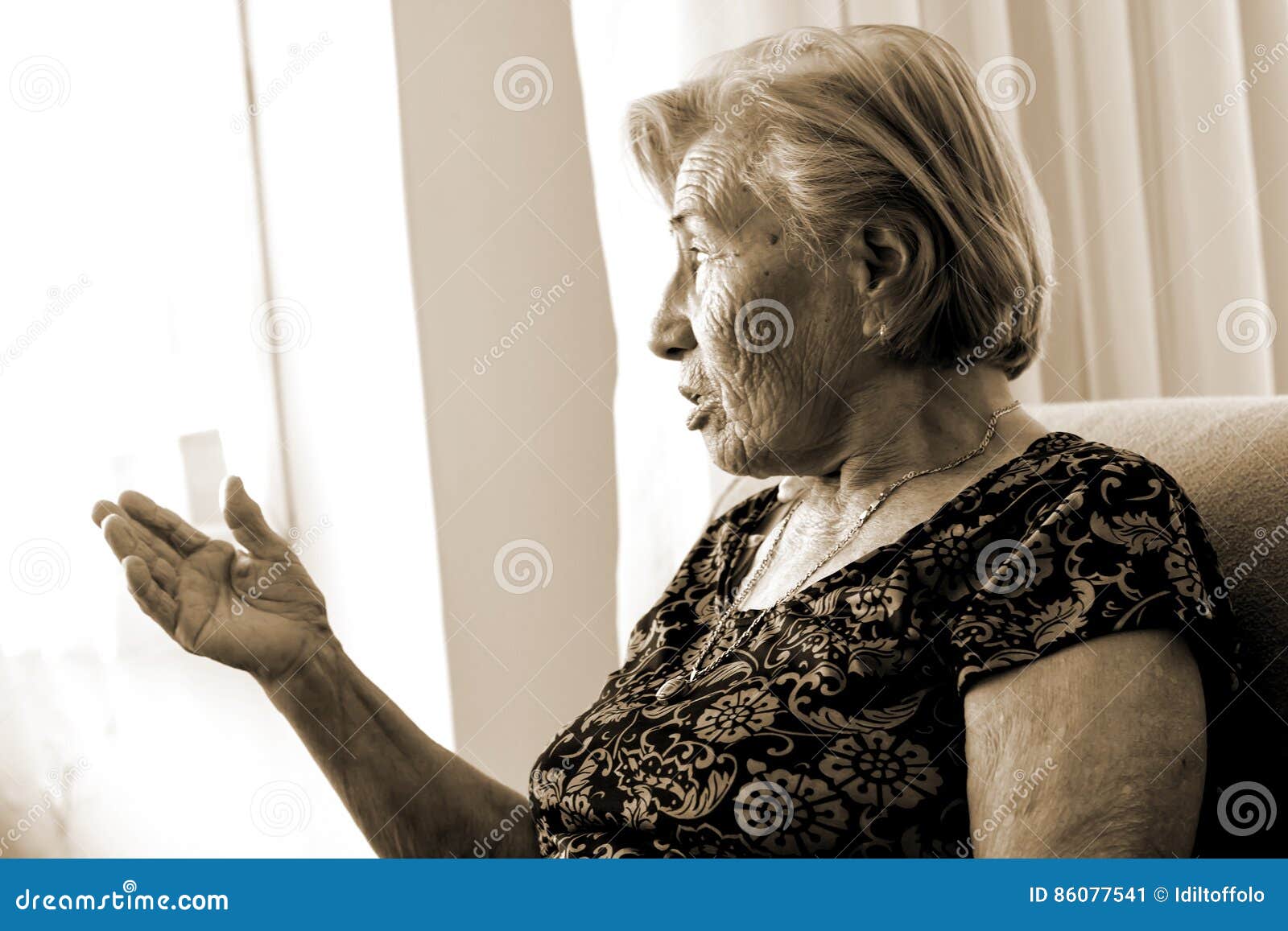 Old Woman is Telling Something with Using Body Language Stock Image ...