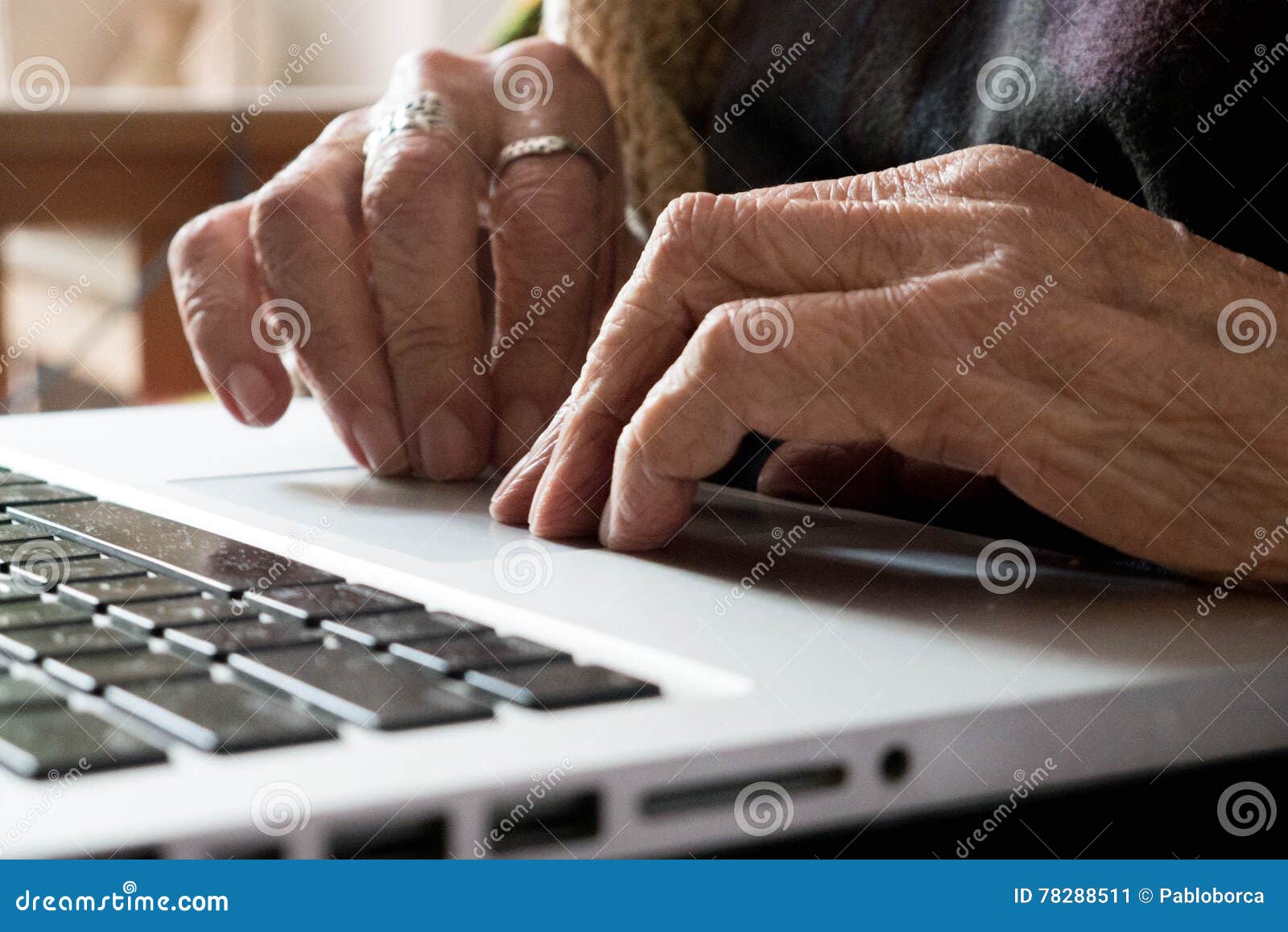 Old woman using laptop stock image. Image of shot, modern - 78288511
