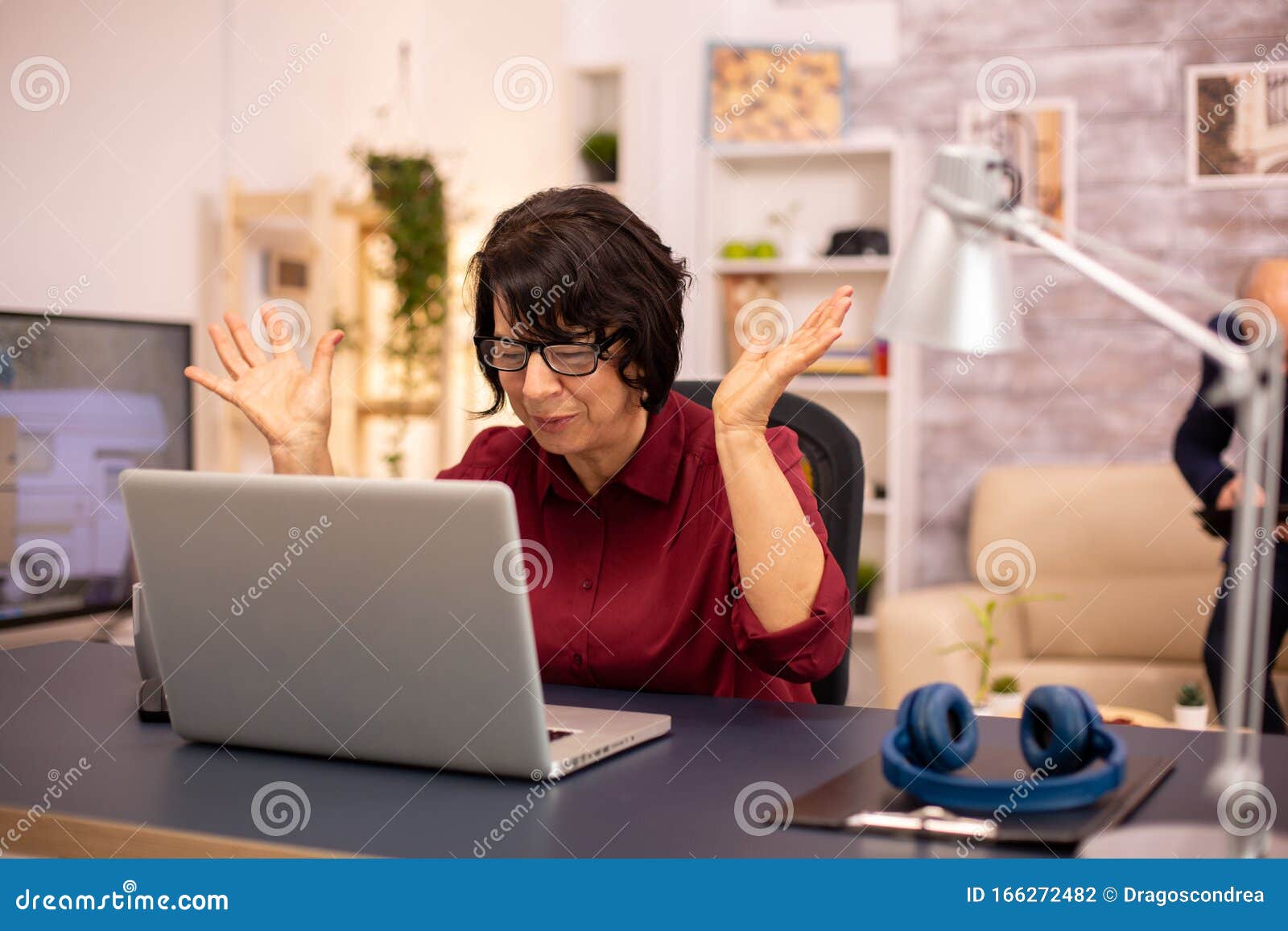 Old Woman Using a Modern Computer in Her Living Room Stock Photo ...