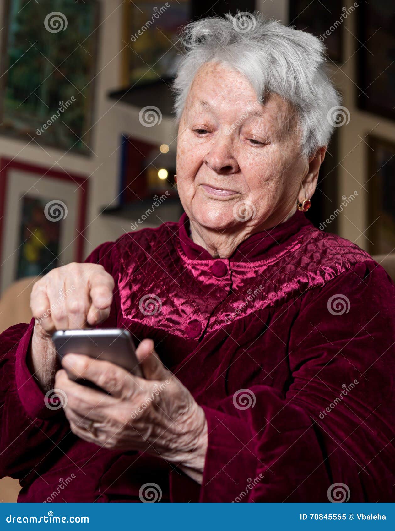 Old Woman Using Smart Phone Stock Image - Image of mobile ...
